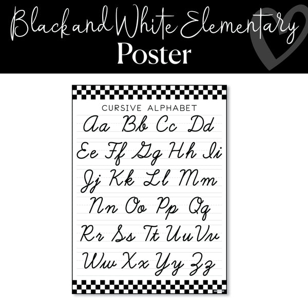 Black and White Cursive Alphabet Home Learning Poster – Schoolgirl Style