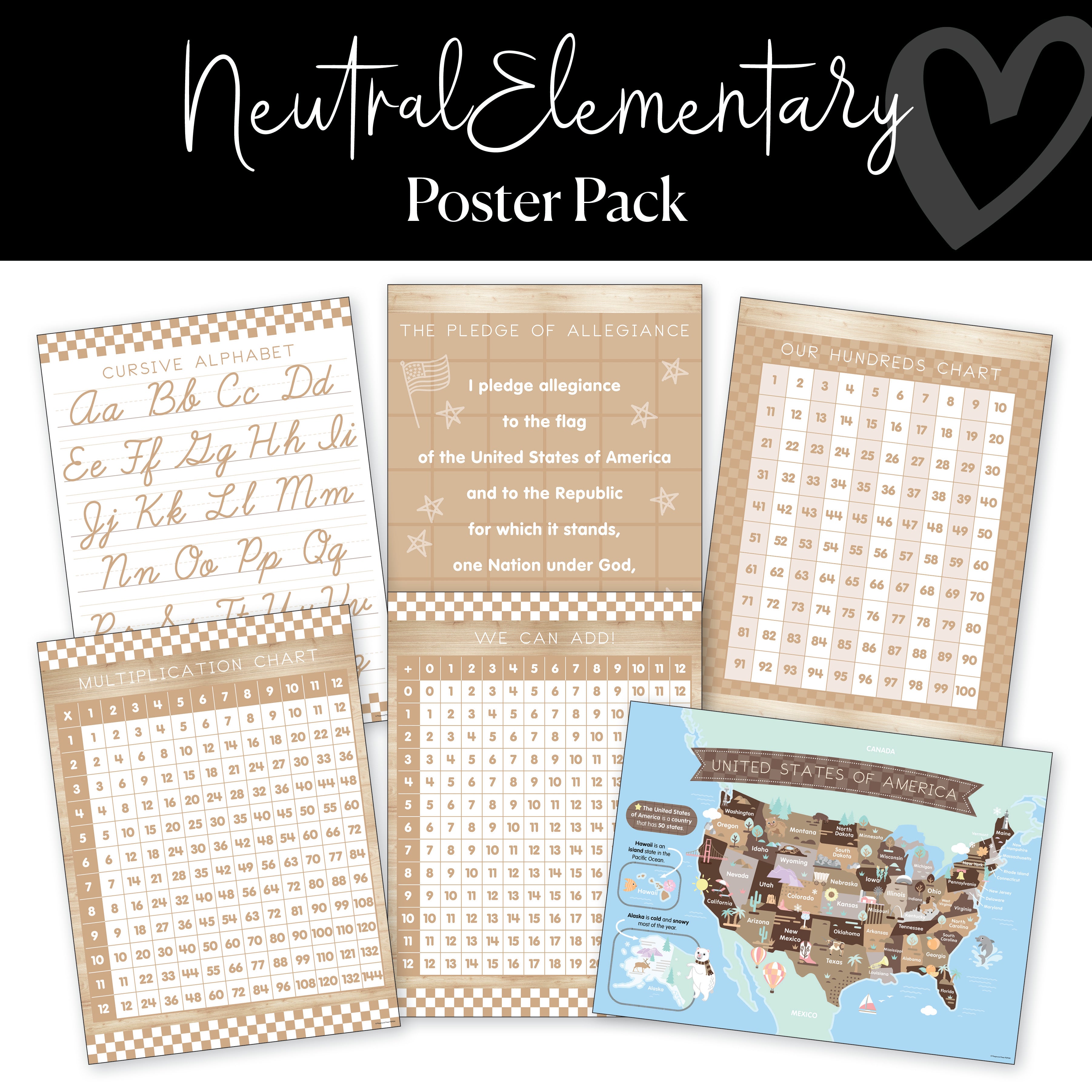 Neutral | Elementary Poster Pack – Schoolgirl Style