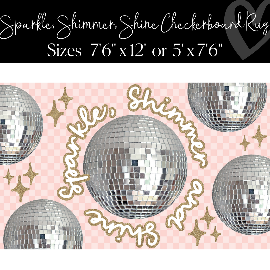 Sparkle, Shimmer & Shine Disco Ball Checkerboard Rug | Pink Classroom ...