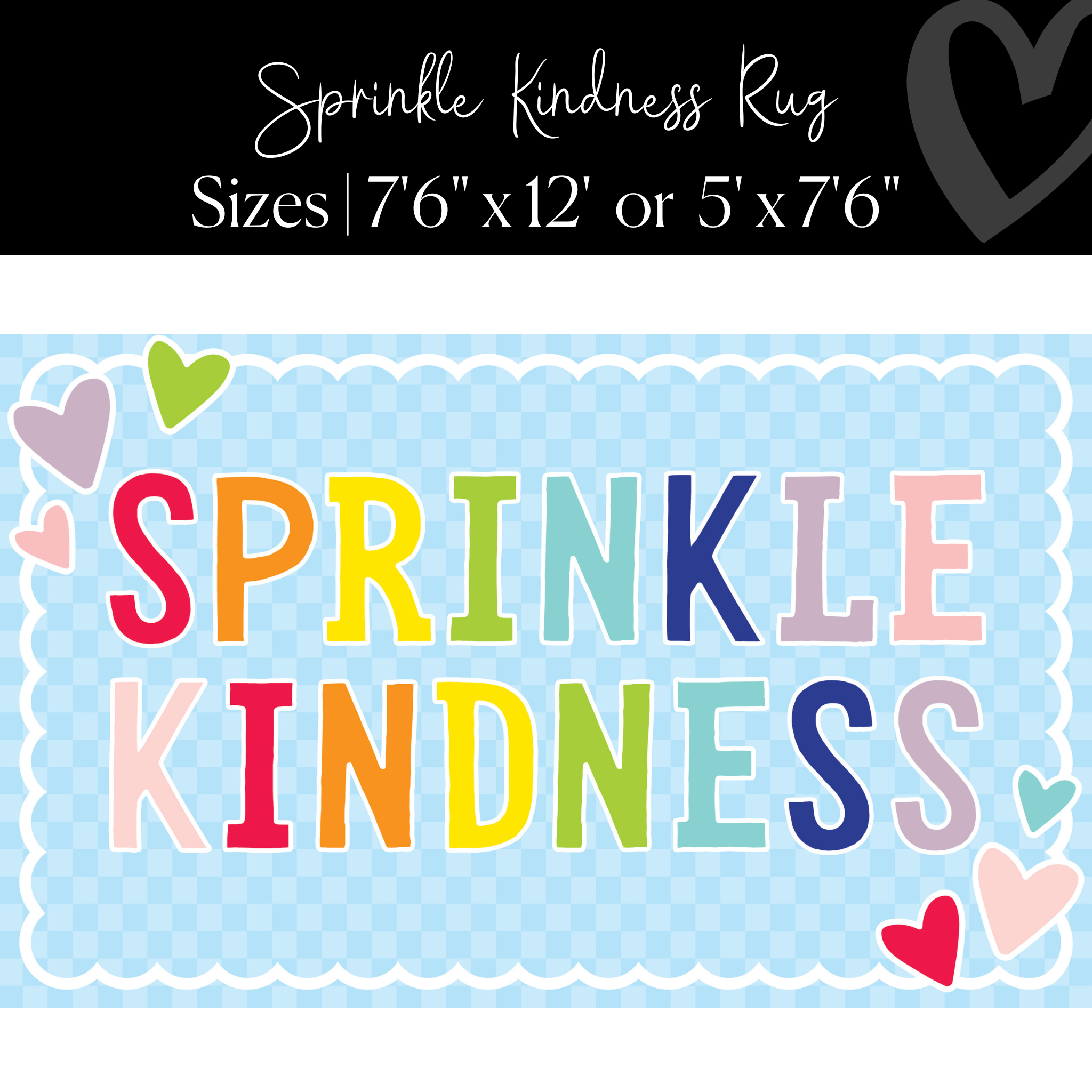 "Sprinkle Kindness" Checkerboard Rug | Rainbow Classroom Rug | Schoolg ...