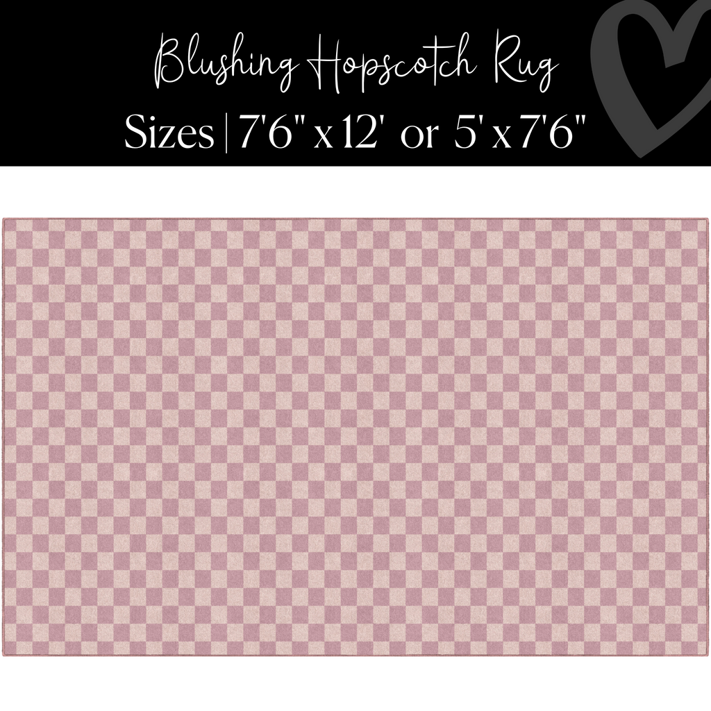 Coral Checkerboard Rug | Neutral Classroom Rug | Blushing Hopscotch ...