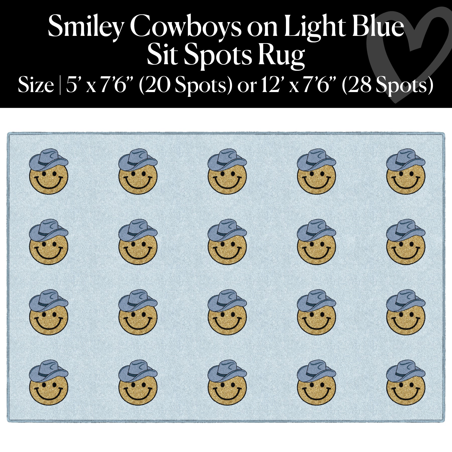 Smiley Cowboy Sit Spots on Light Blue Classroom Rug by Schoolgirl Styl ...