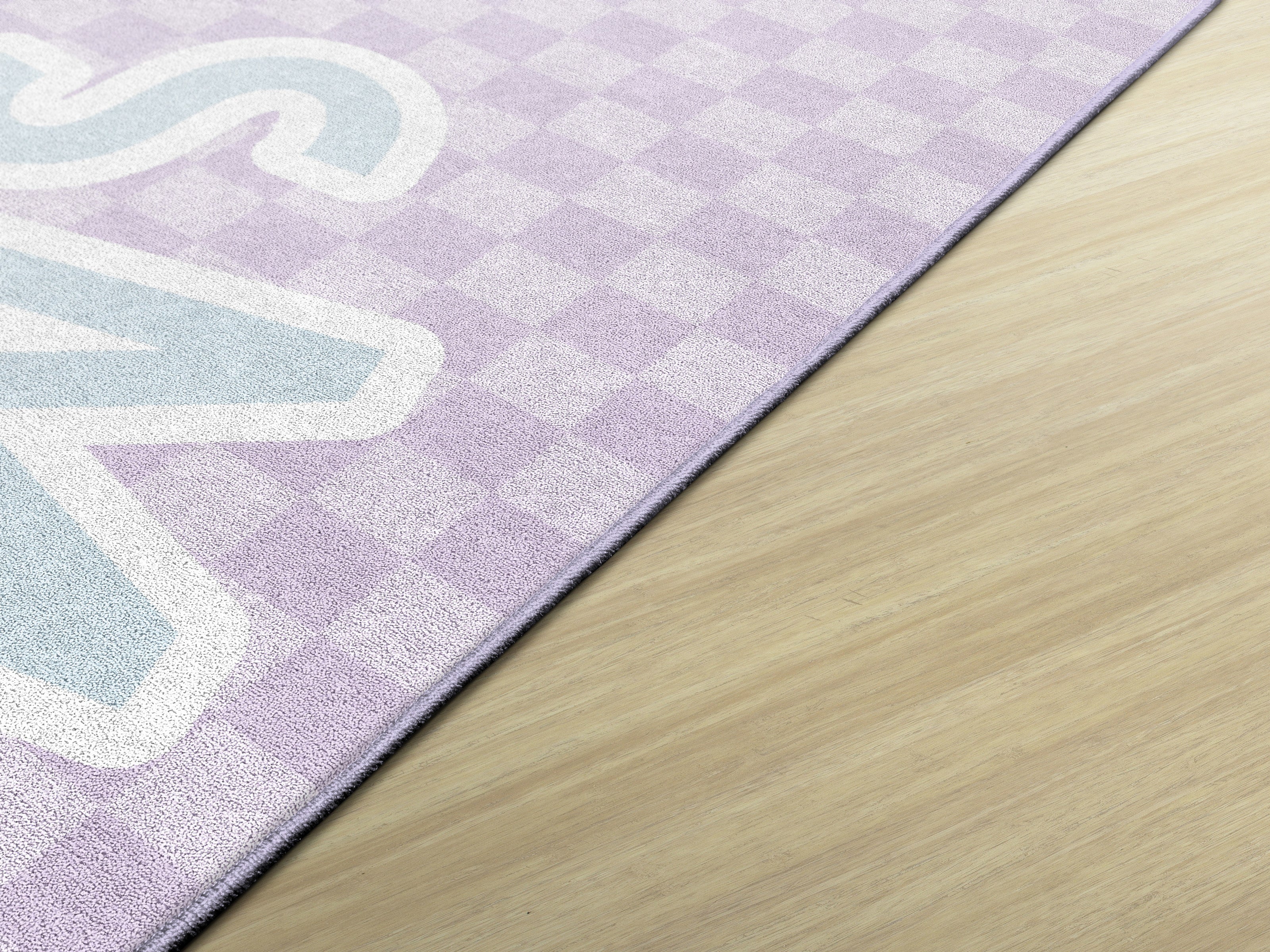 Smile Lavender Checkerboard Classroom Rug by Schoolgirl Style