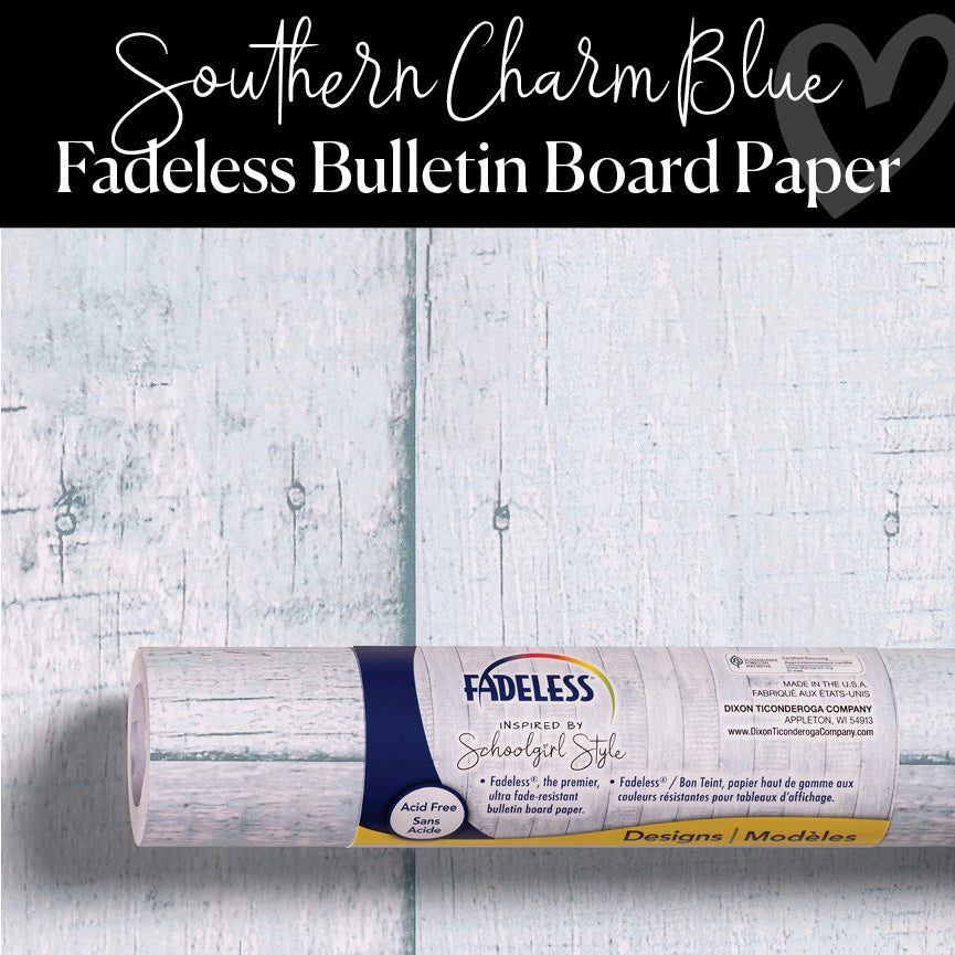 'Southern Charm Blue' Soft Blue Wood Bulletin Board Paper | Schoolgirl ...