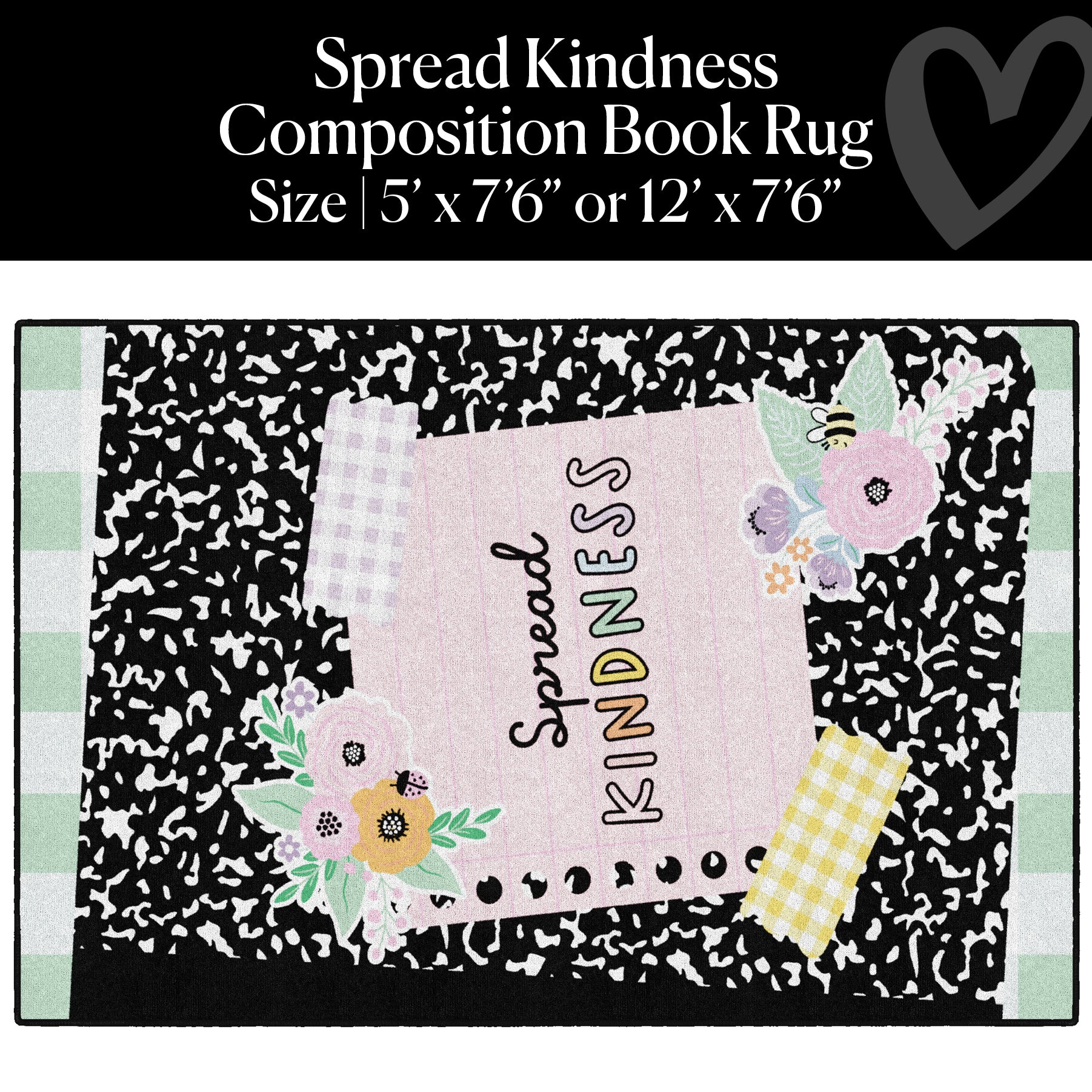 Spread Kindness Composition Book Classroom Rug by Schoolgirl Style