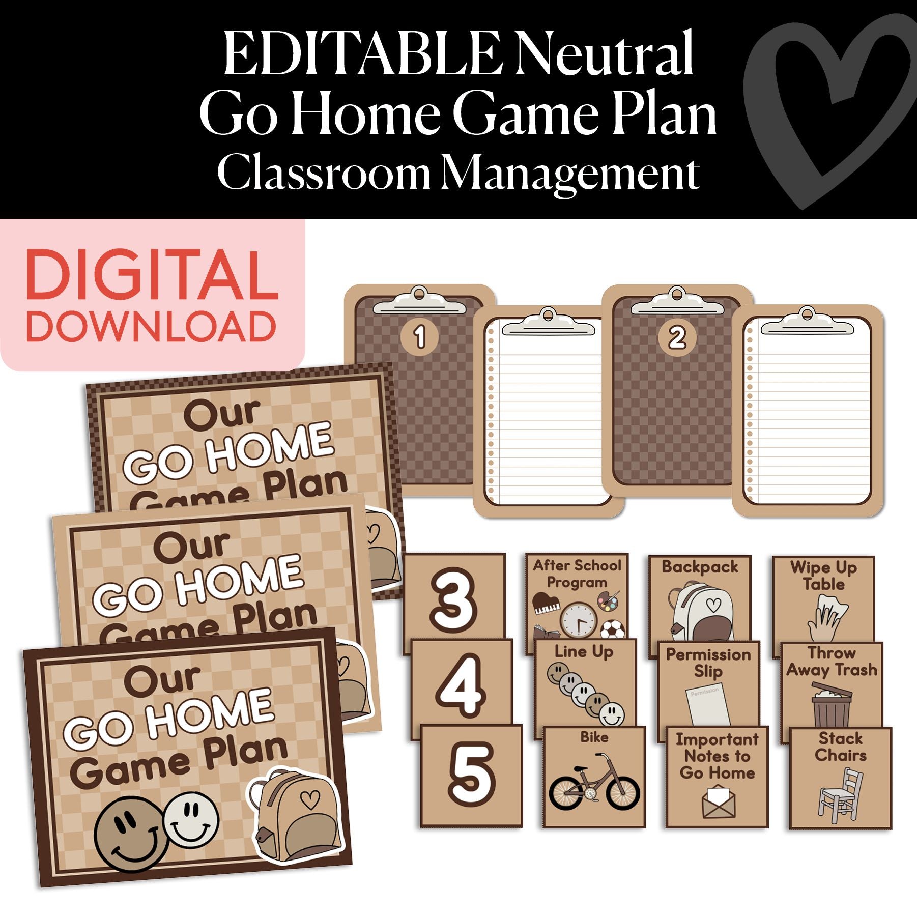 Printable Neutral Go Home Game Plan – Schoolgirl Style
