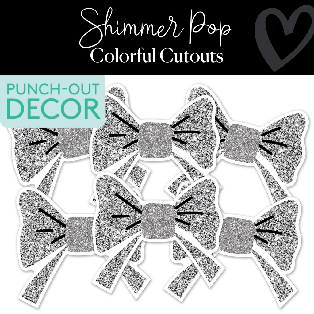 Silver Glitter Bow | Classroom Cut Outs | Shimmer Pop | Schoolgirl Sty ...
