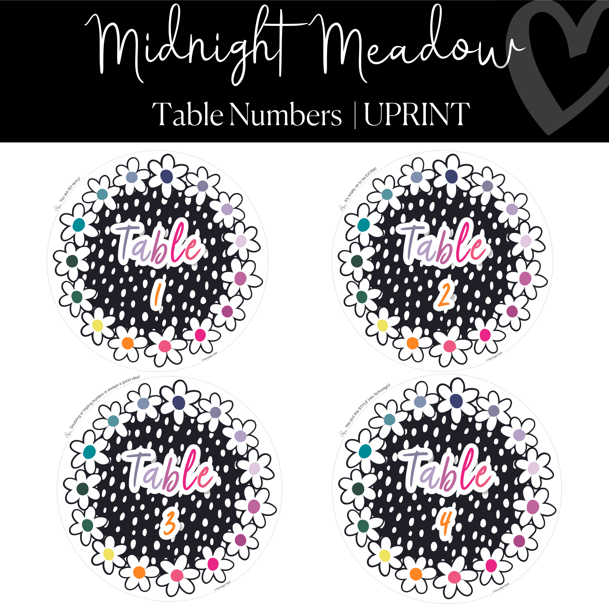 Printable Table Numbers | Schoolgirl Style