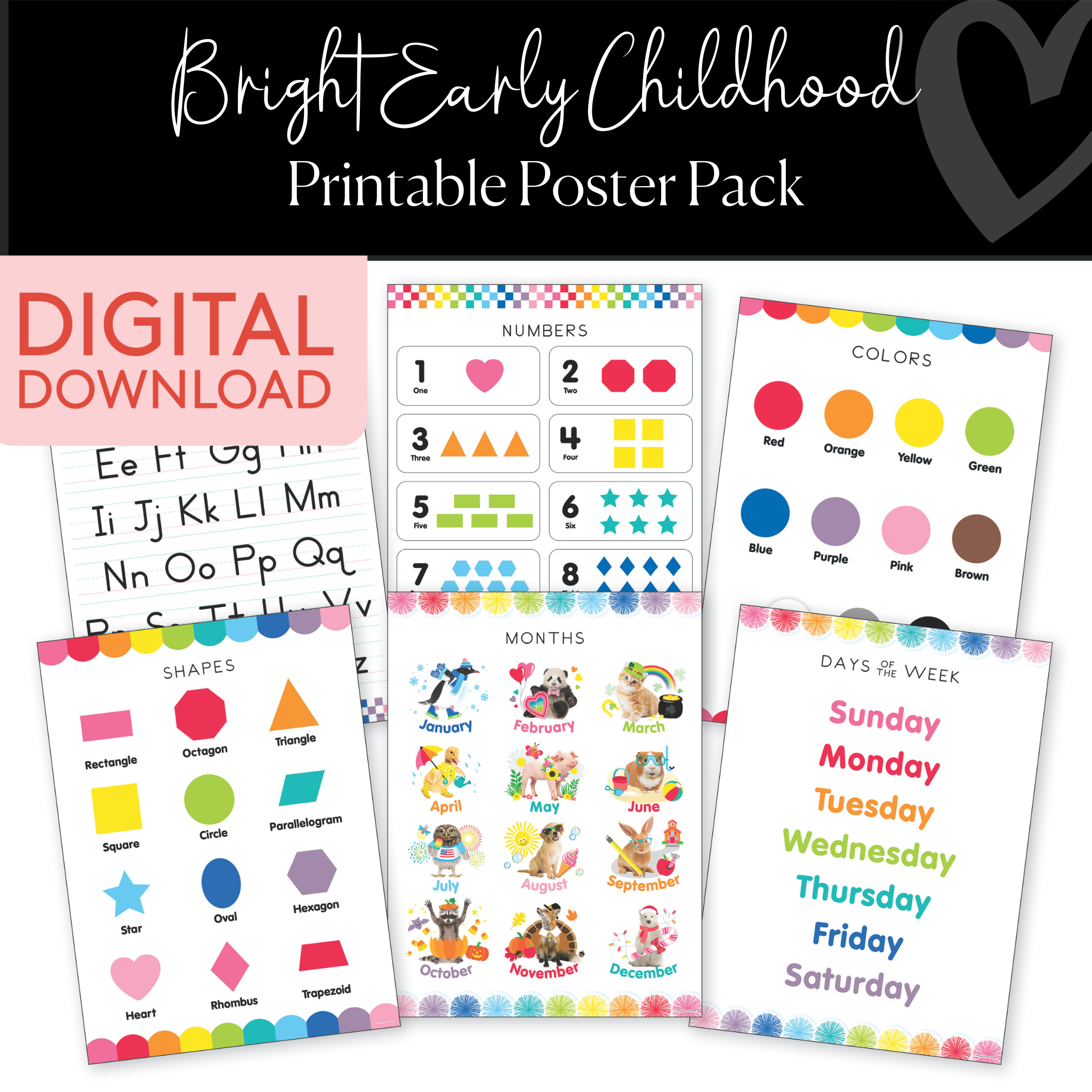 Bright | Printable Early Childhood Poster Pack – Schoolgirl Style