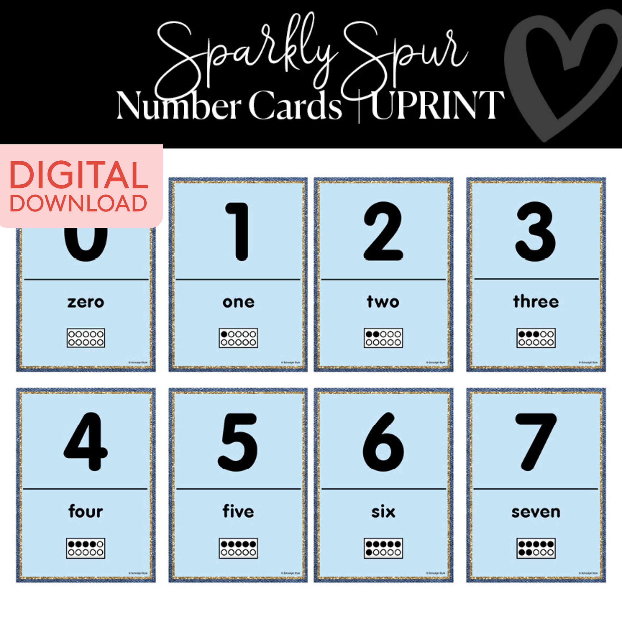 Number Cards | Sparkly Spur | Printable Classroom Decor | Schoolgirl S ...