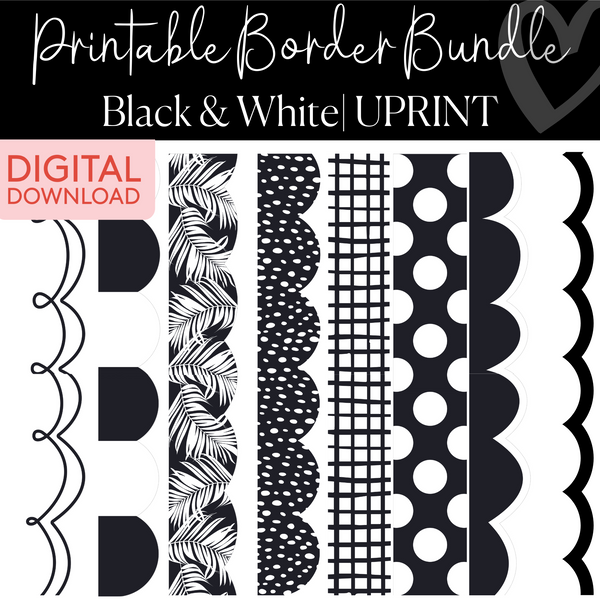 Printable Border Bundle | Black & White | UPRINT | Schoolgirl Style