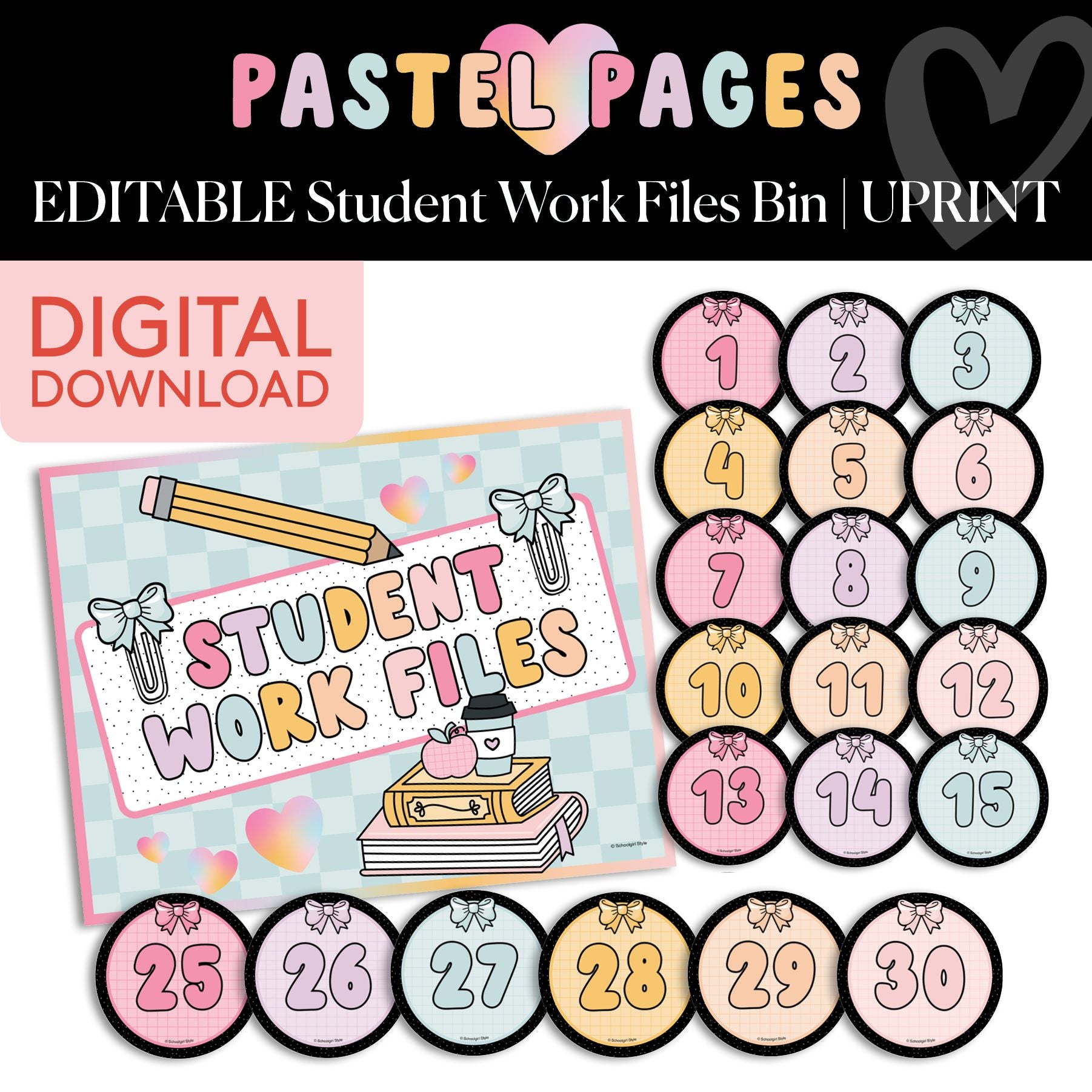 Printable Boho Pastel Student Work Files | Pastel Pages – Schoolgirl Style