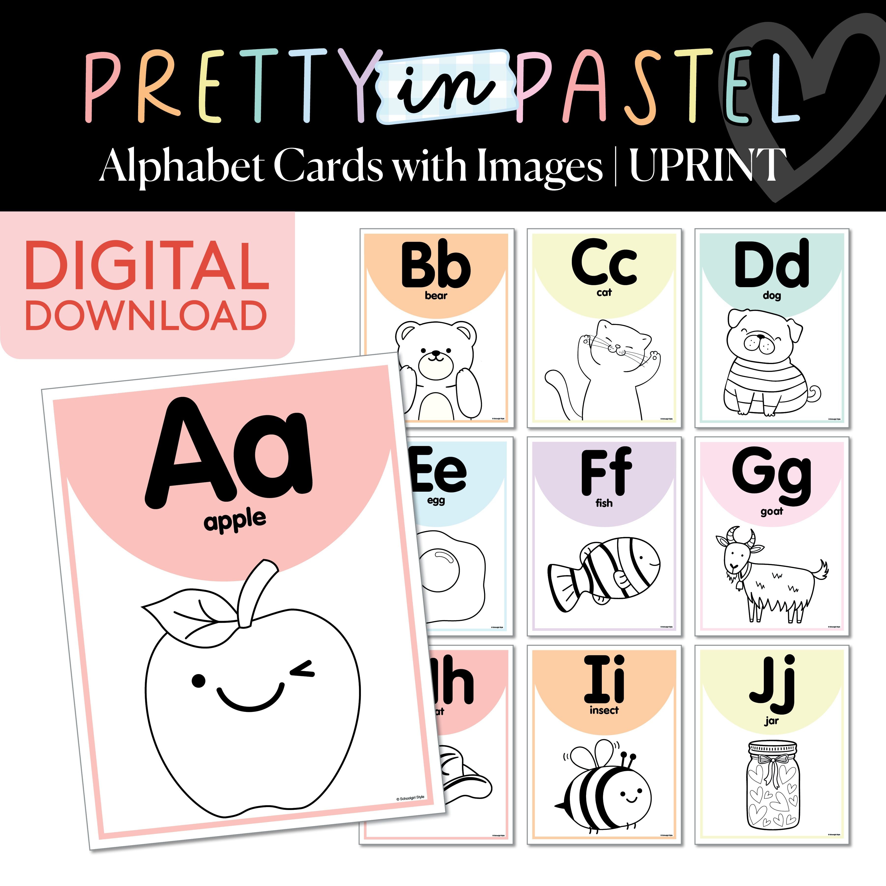 Printable Pastel Alphabet Cards with Linework | Pretty in Pastel ...