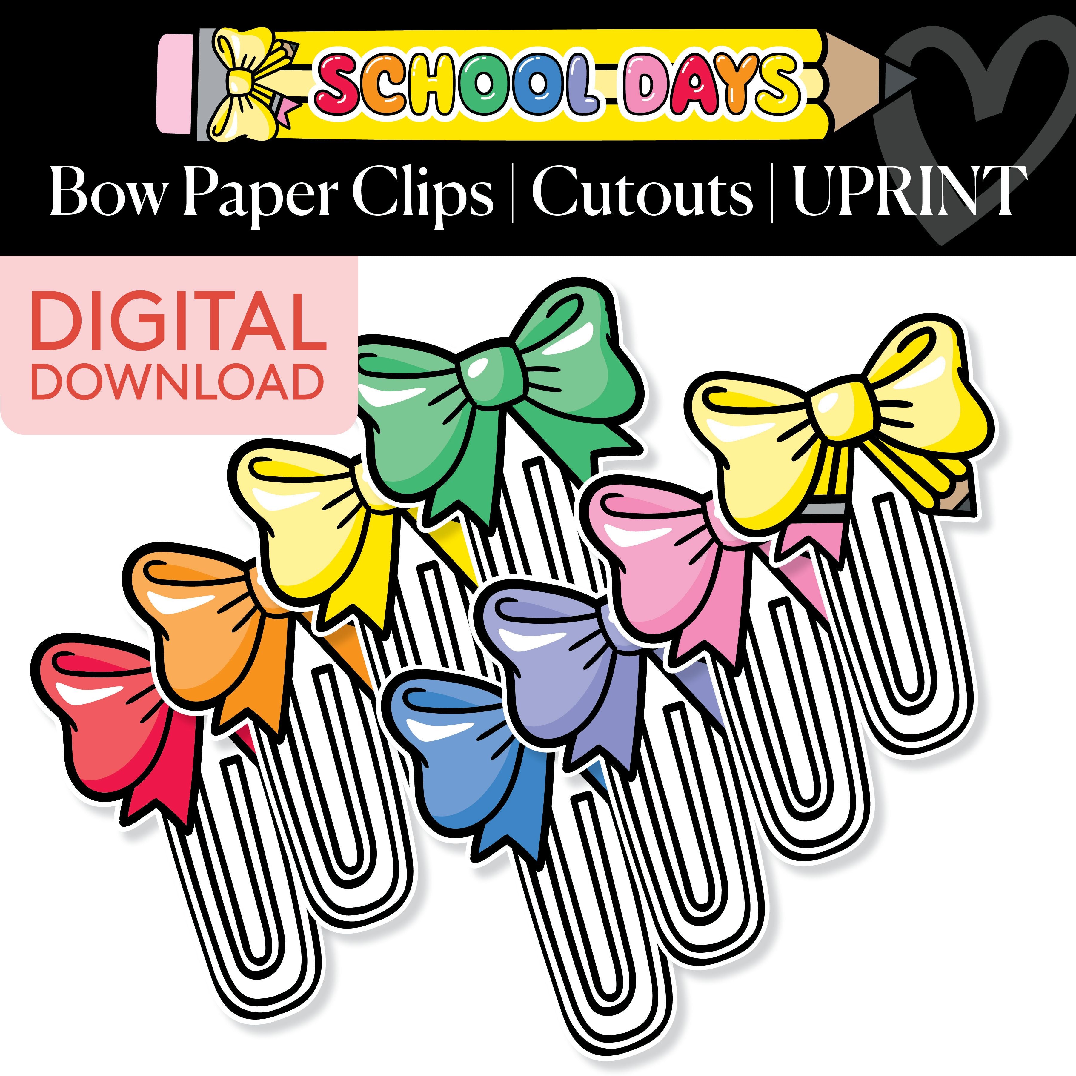 Printable Bright Rainbow Bow Paper Clips Bulletin Board Cutouts | Scho ...