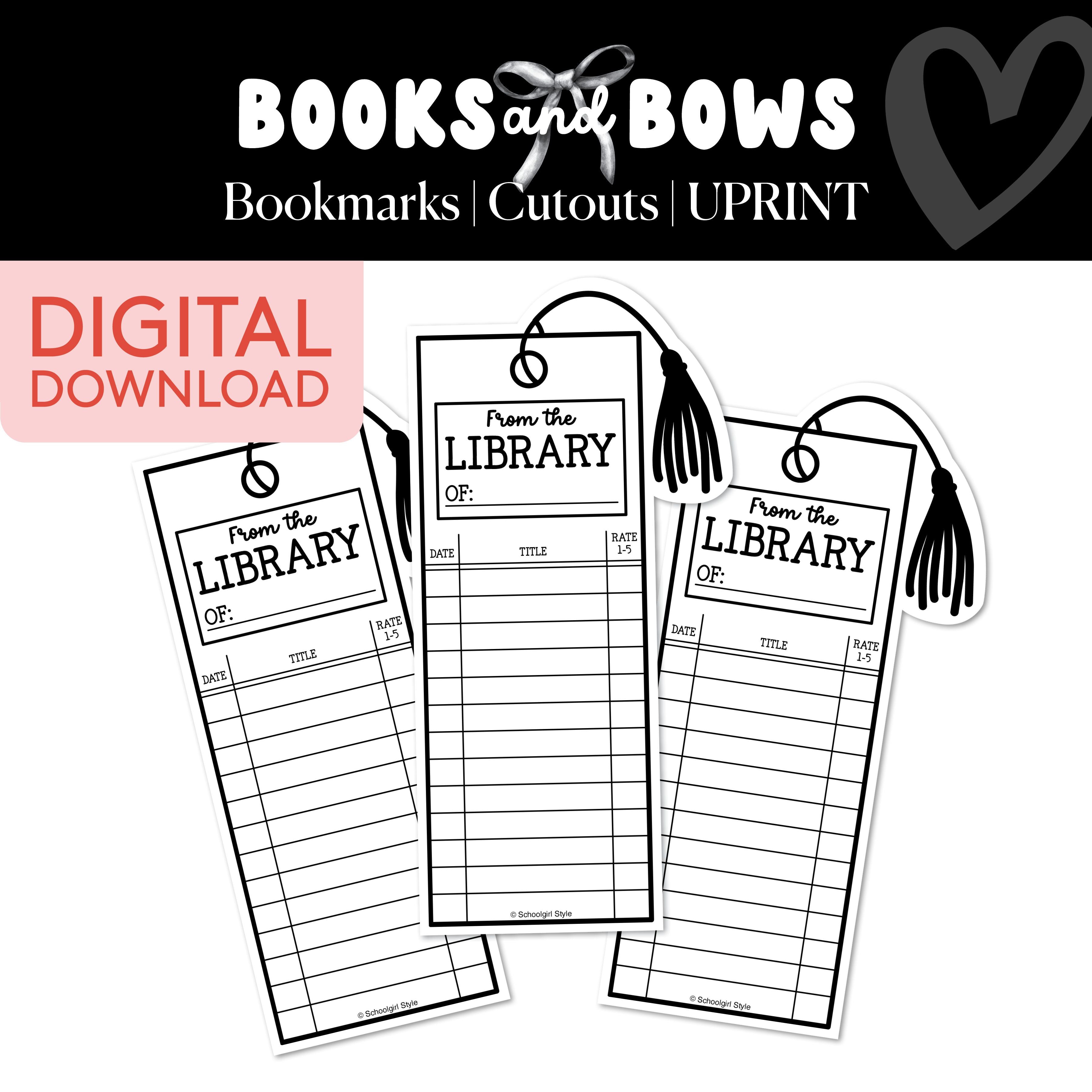 Printable Black and White Bookmark Bulletin Board Cutouts | Books and ...