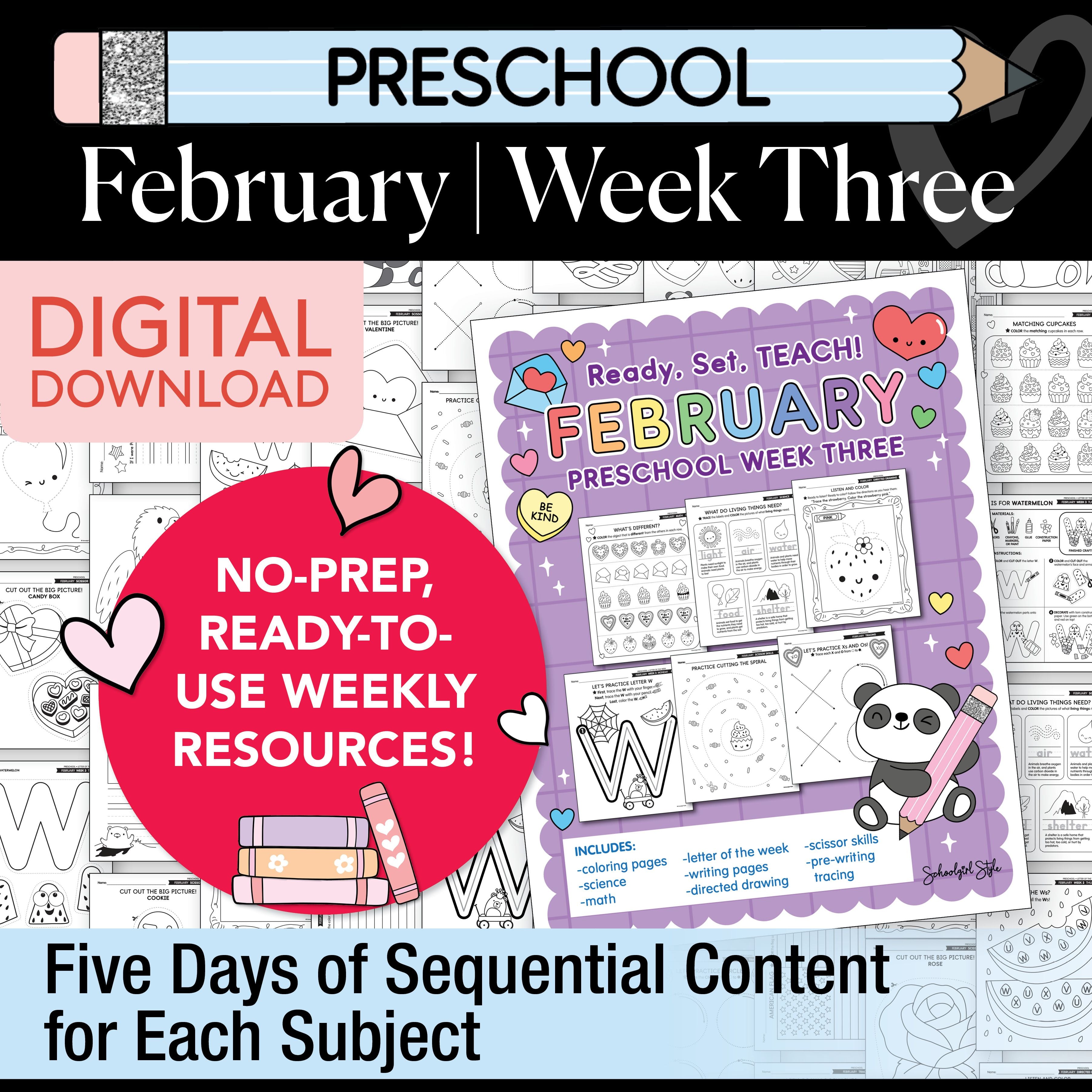 Printable Preschool February Week 3 Resources – Schoolgirl Style