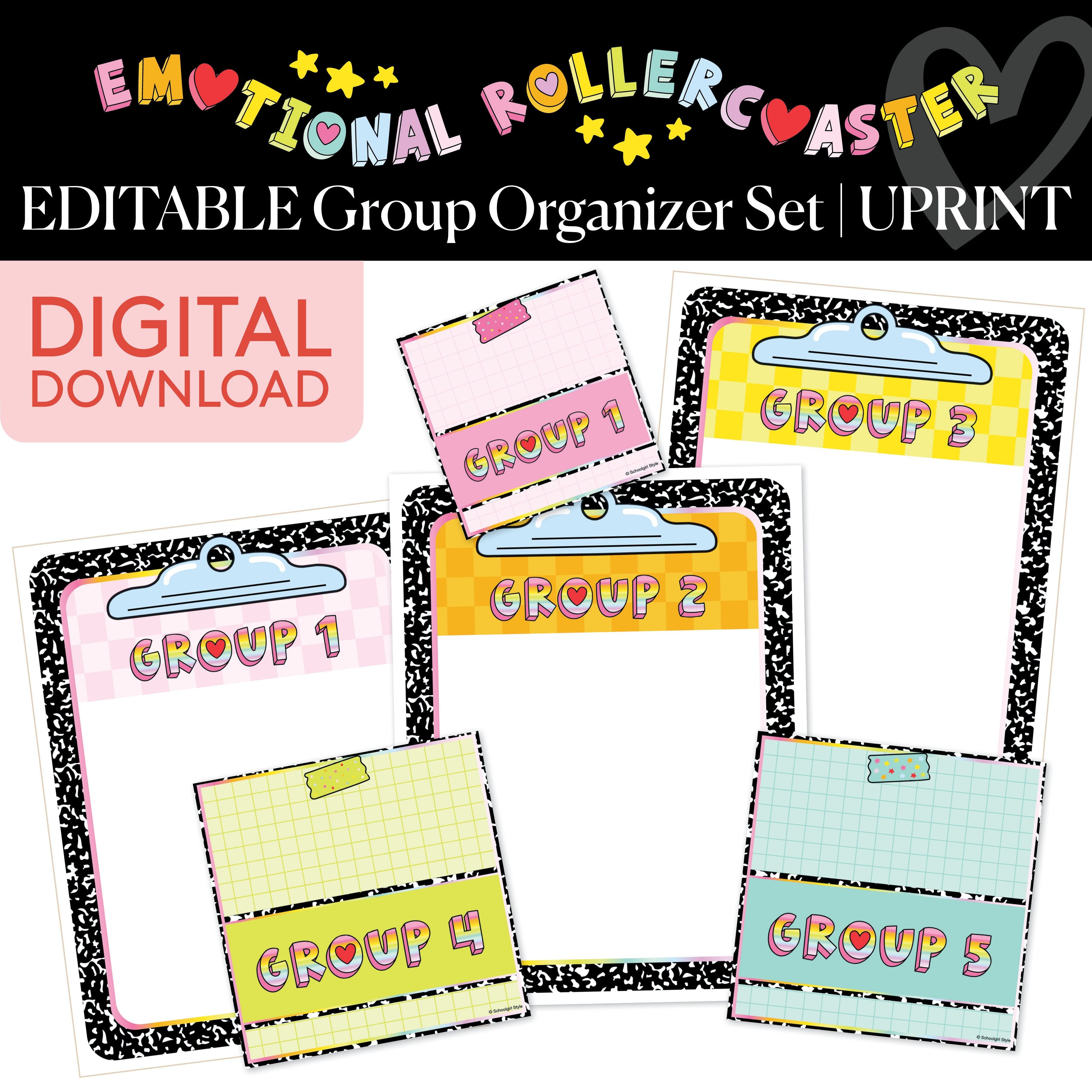 Printable Rainbow Pastel Editable Group Organizer Set | Emotional Roll ...
