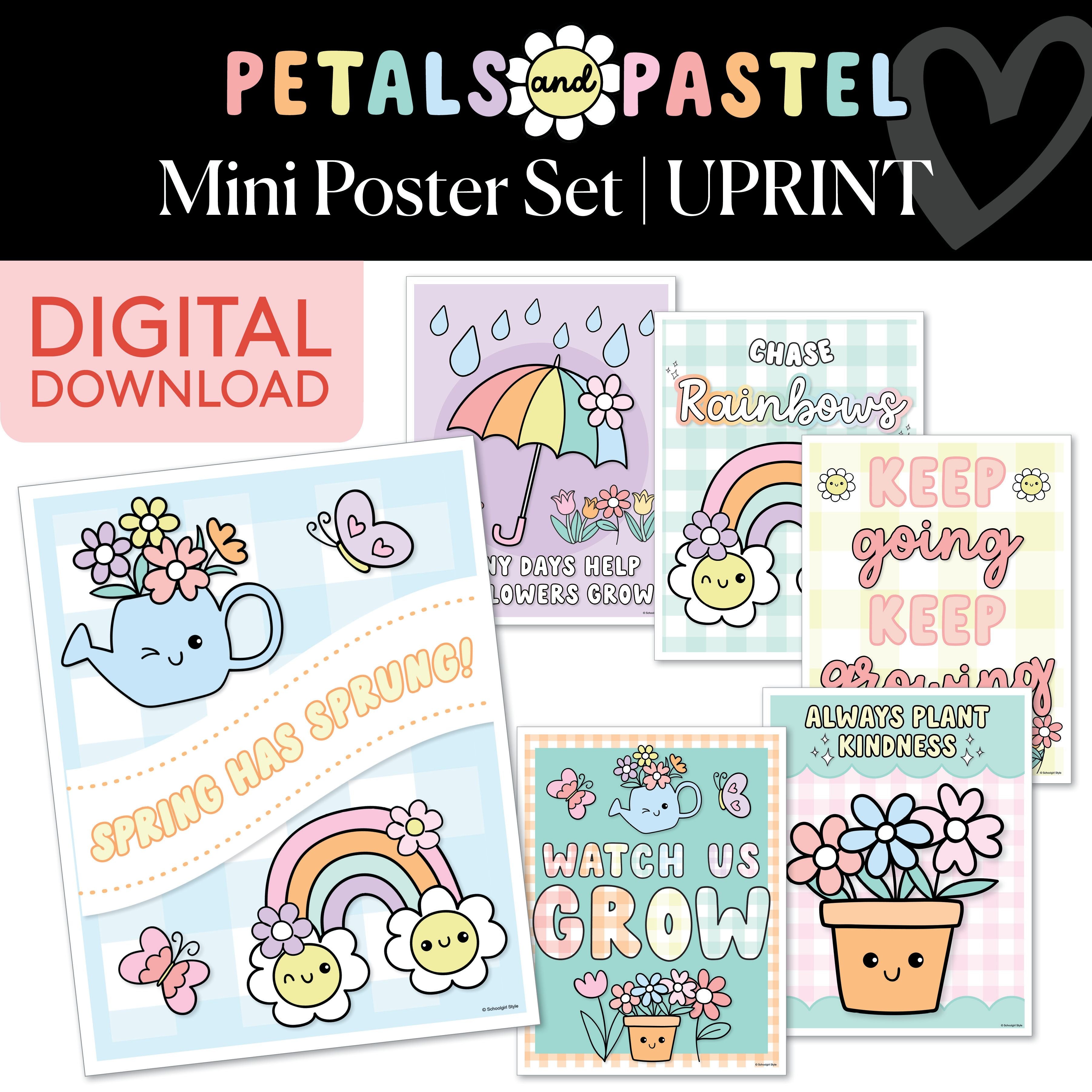 Petals and Pastel | Printable Mini Poster Set – Schoolgirl Style