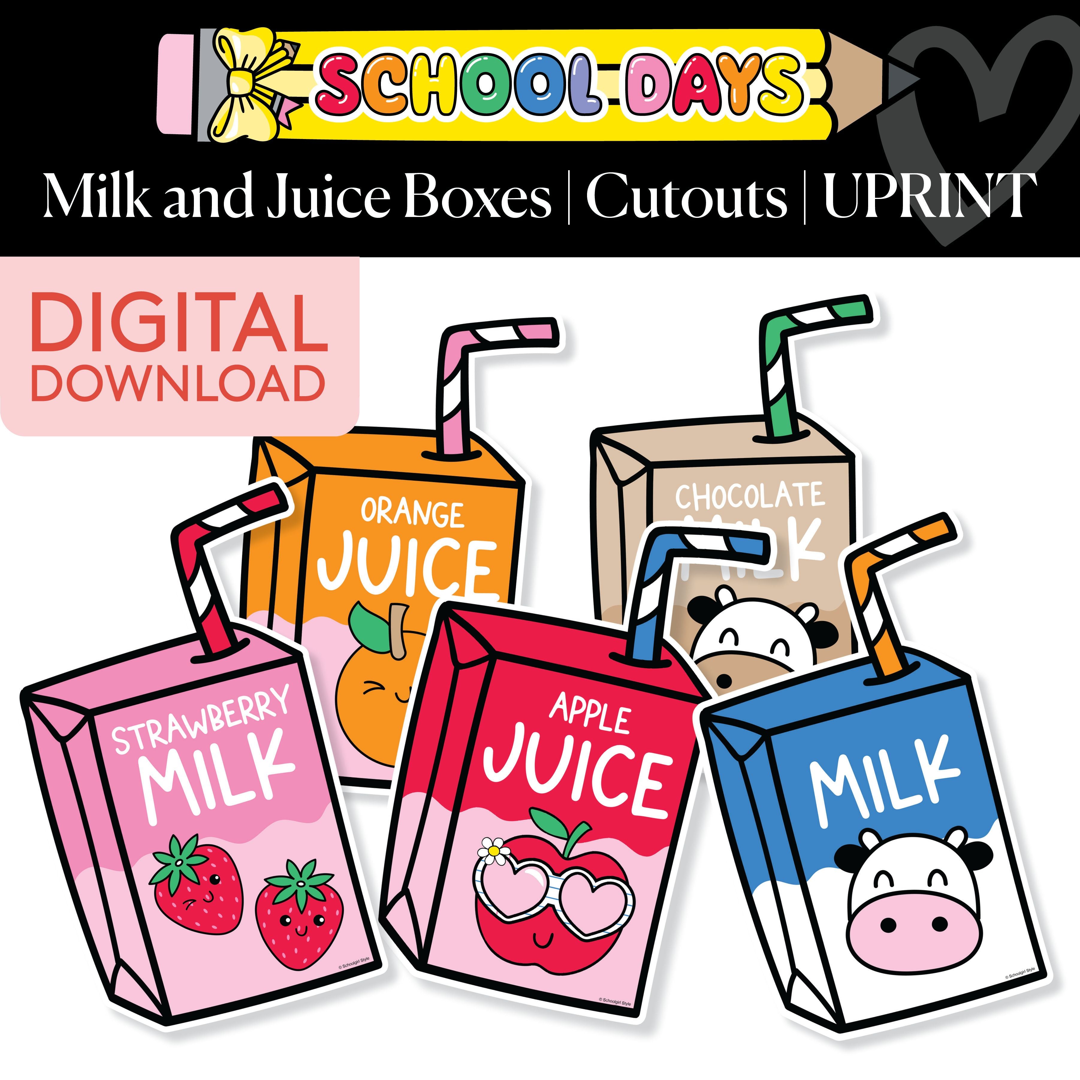 Printable Bright Rainbow Milk and Juice Boxes Bulletin Board Cutouts ...