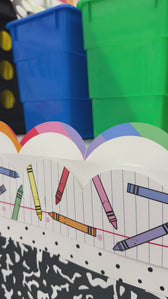 Color In The Lines Bright Rainbow Crayon Bulletin Board Border | Schoo ...