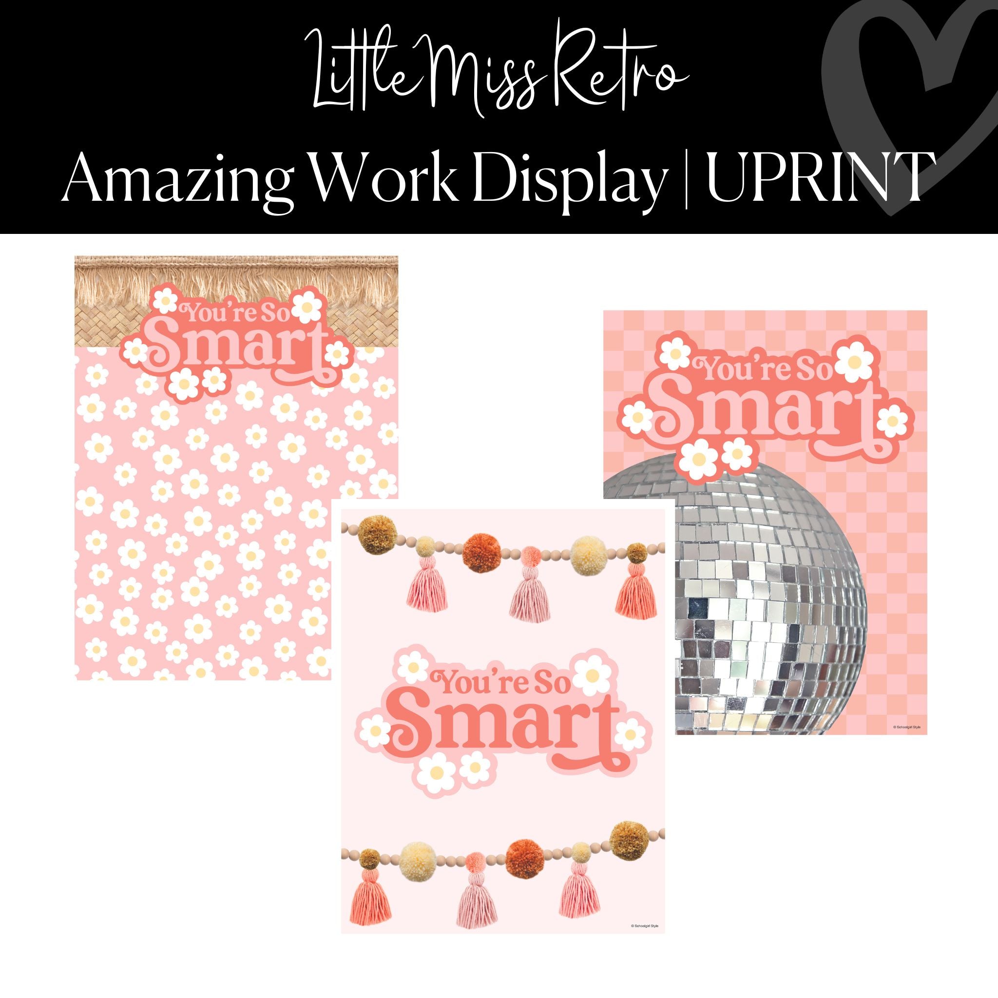 Printable Student Work Display Set | Retro Classroom Decor |Schoolgirl ...