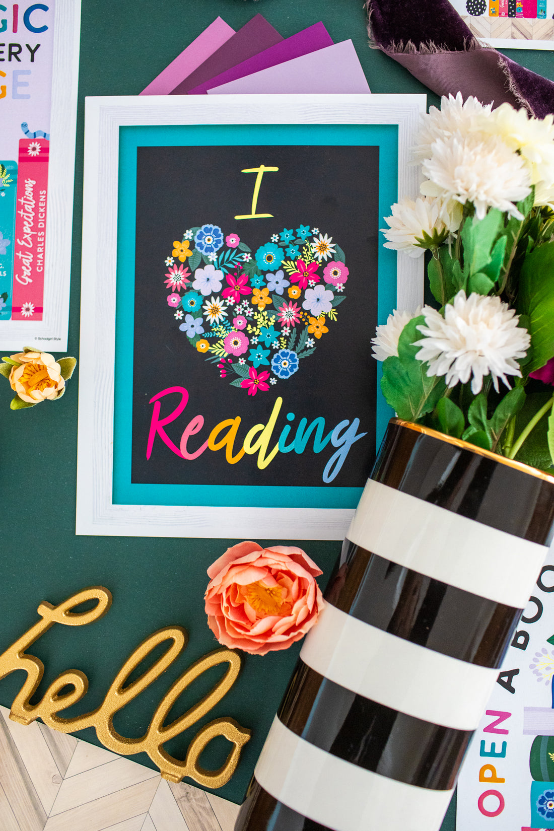 Printable Reading Mini Posters Set – Schoolgirl Style