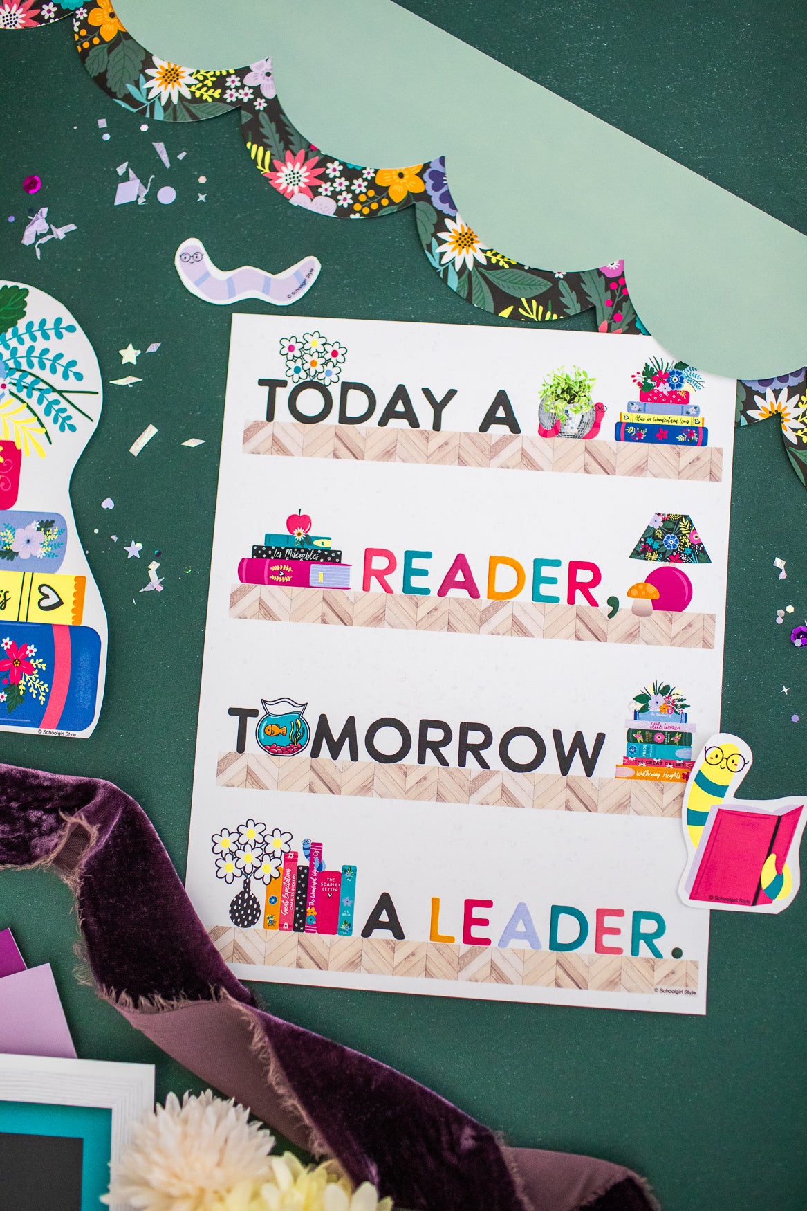 Printable Reading Mini Posters Set – Schoolgirl Style