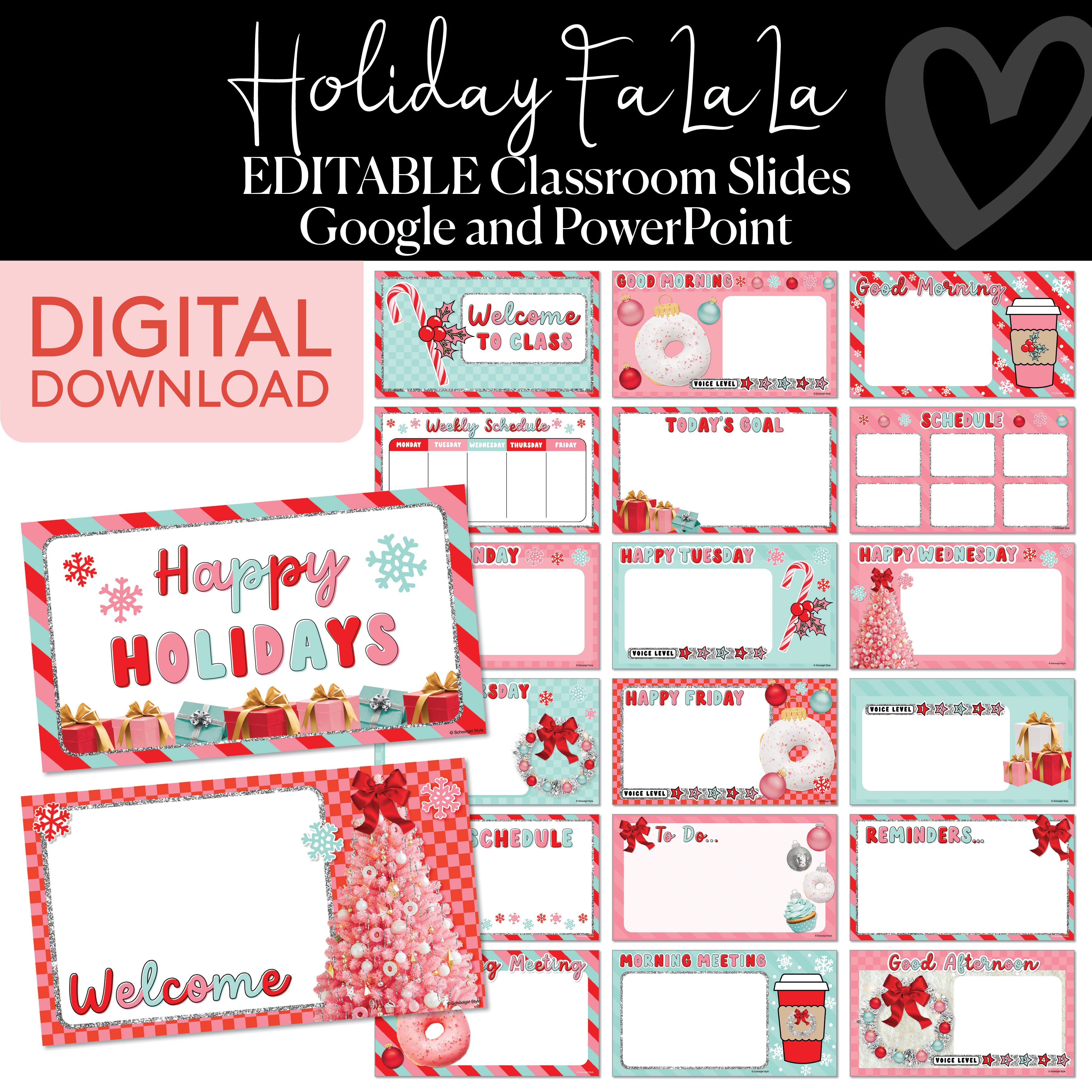 Google Slides | Classroom Slides | Holiday Fa La La | Christmas | Prin ...