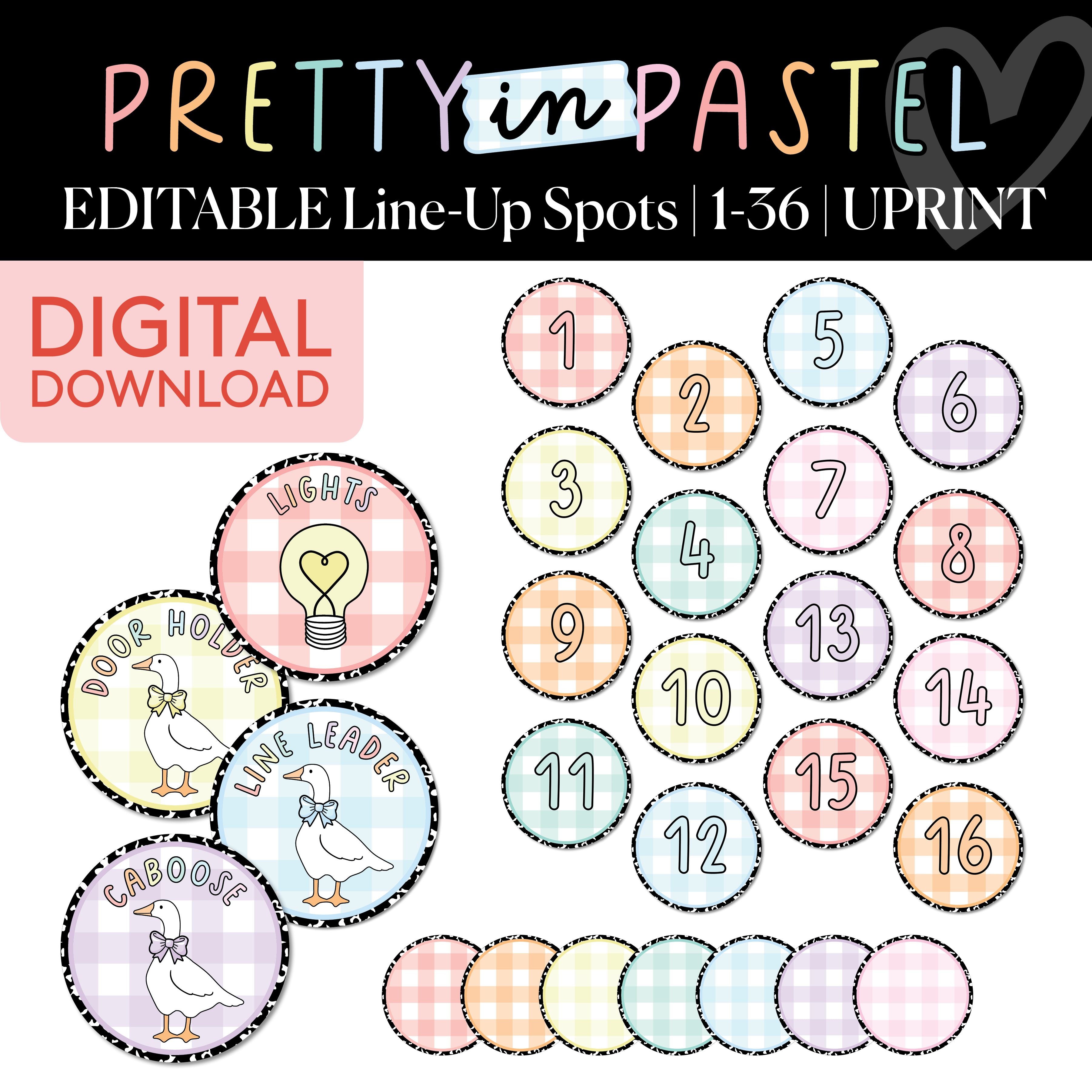Printable Pastel Editable Line Up Spots | Pretty in Pastel – Schoolgirl ...