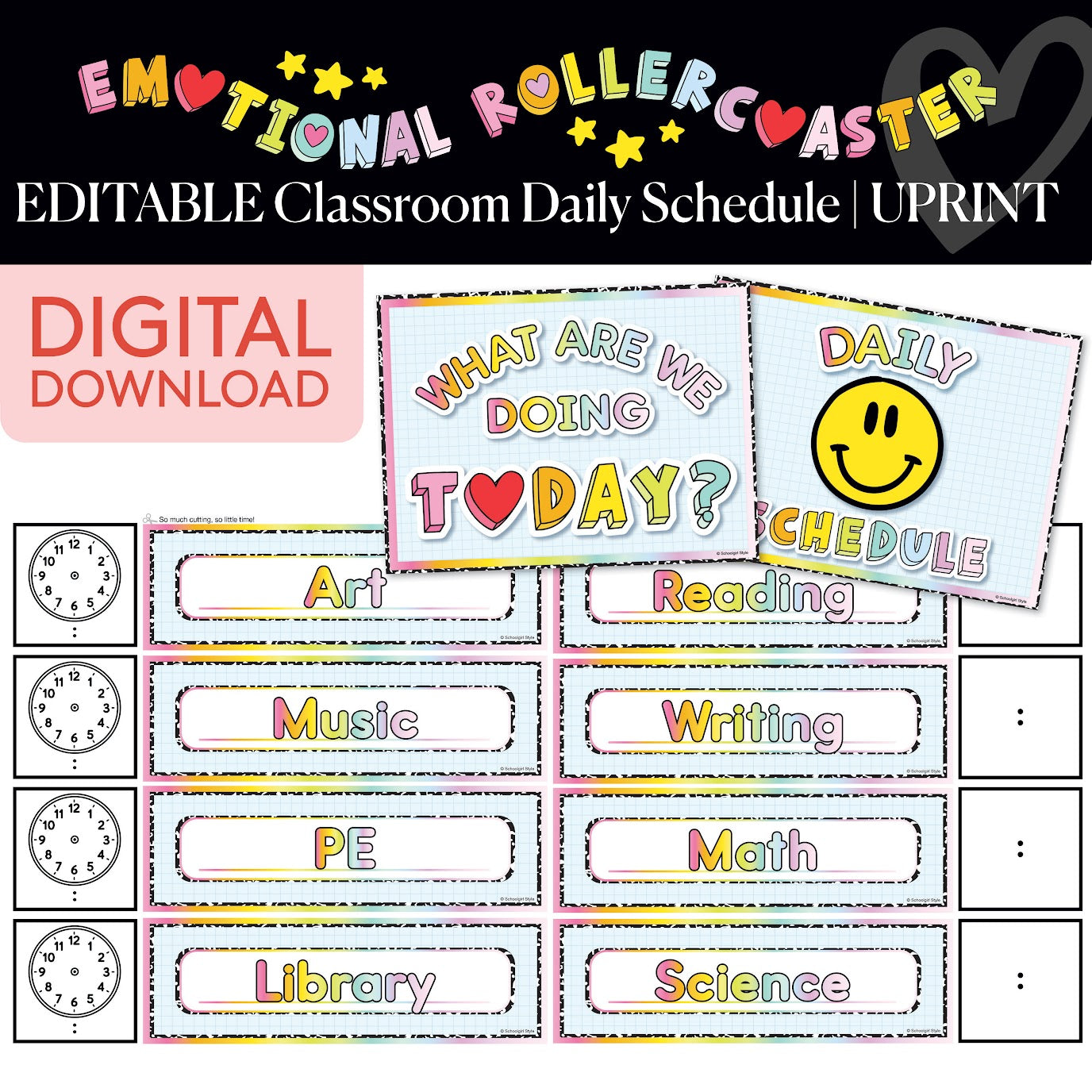 Printable Rainbow Pastel Editable Daily Classroom Daily Schedule | Emo ...