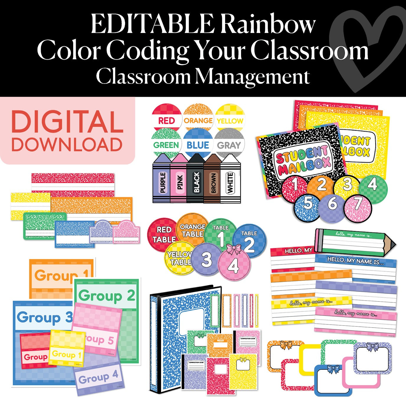 Printable Rainbow Color Coding Your Classroom – Schoolgirl Style