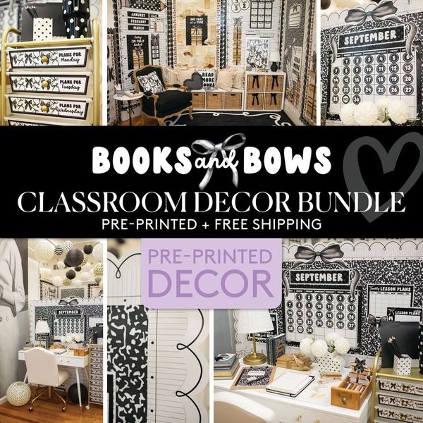 Books and Bows Collection Pre-Printed Classroom Decor Bundle ...