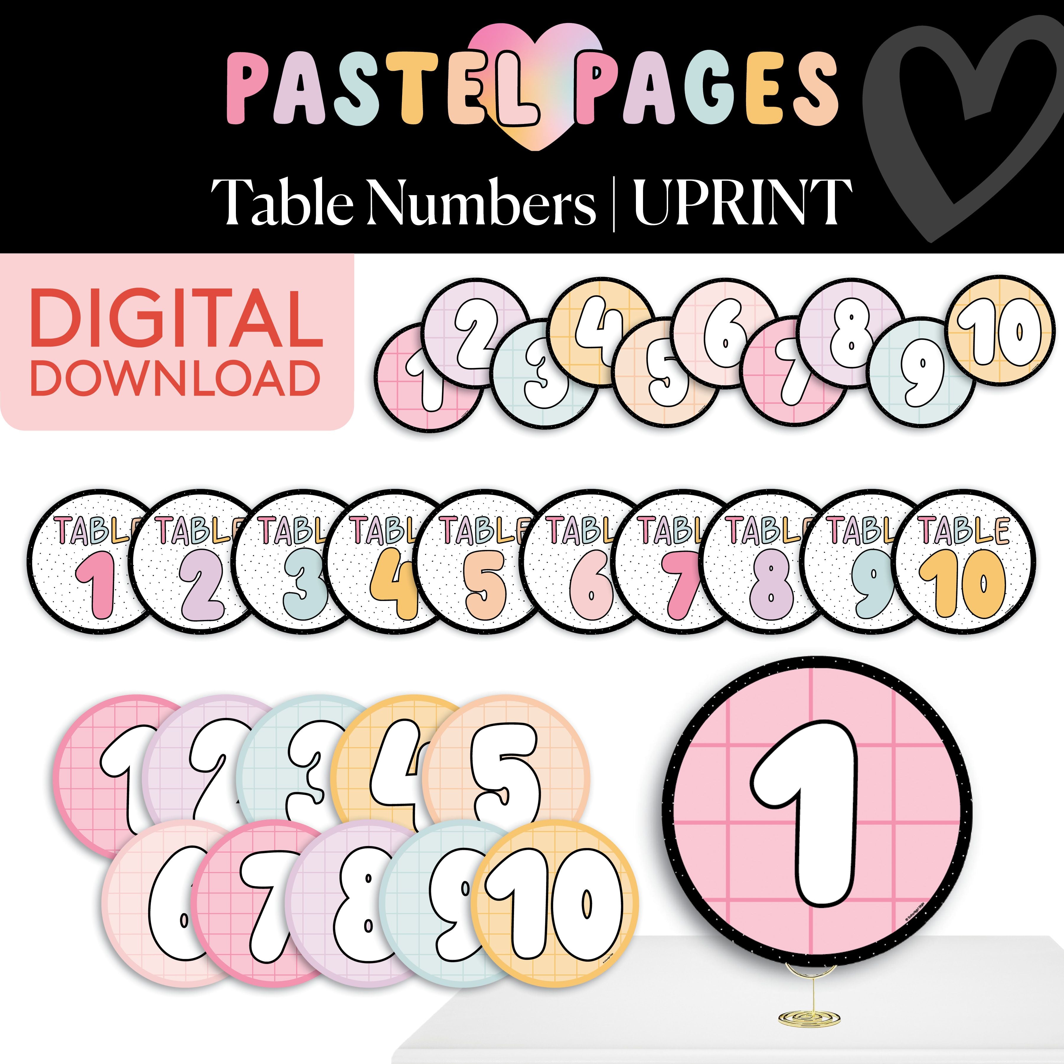 Printable Boho Pastel Table Numbers | Pastel Pages – Schoolgirl Style