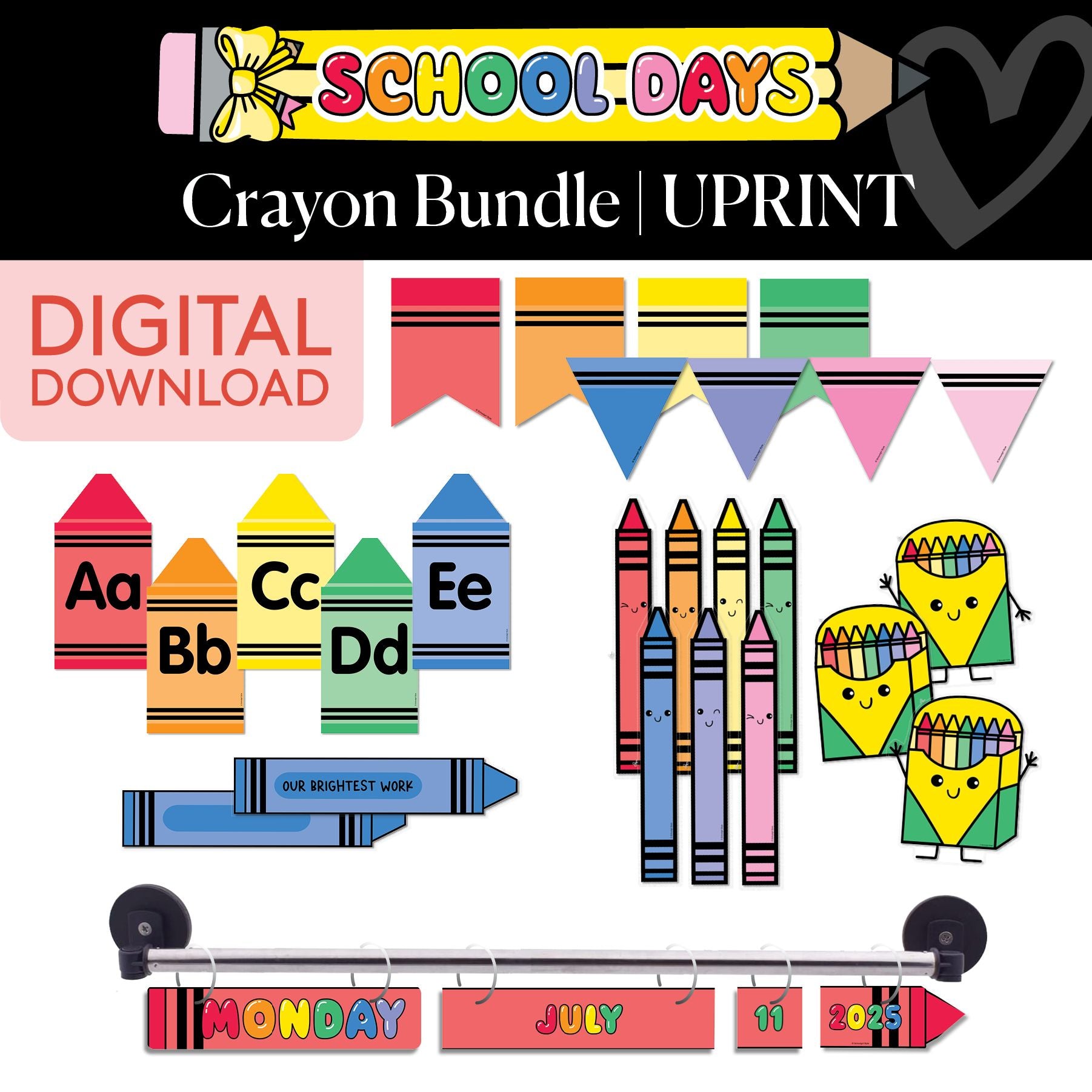 Printable Crayon Bundle | School Days – Schoolgirl Style
