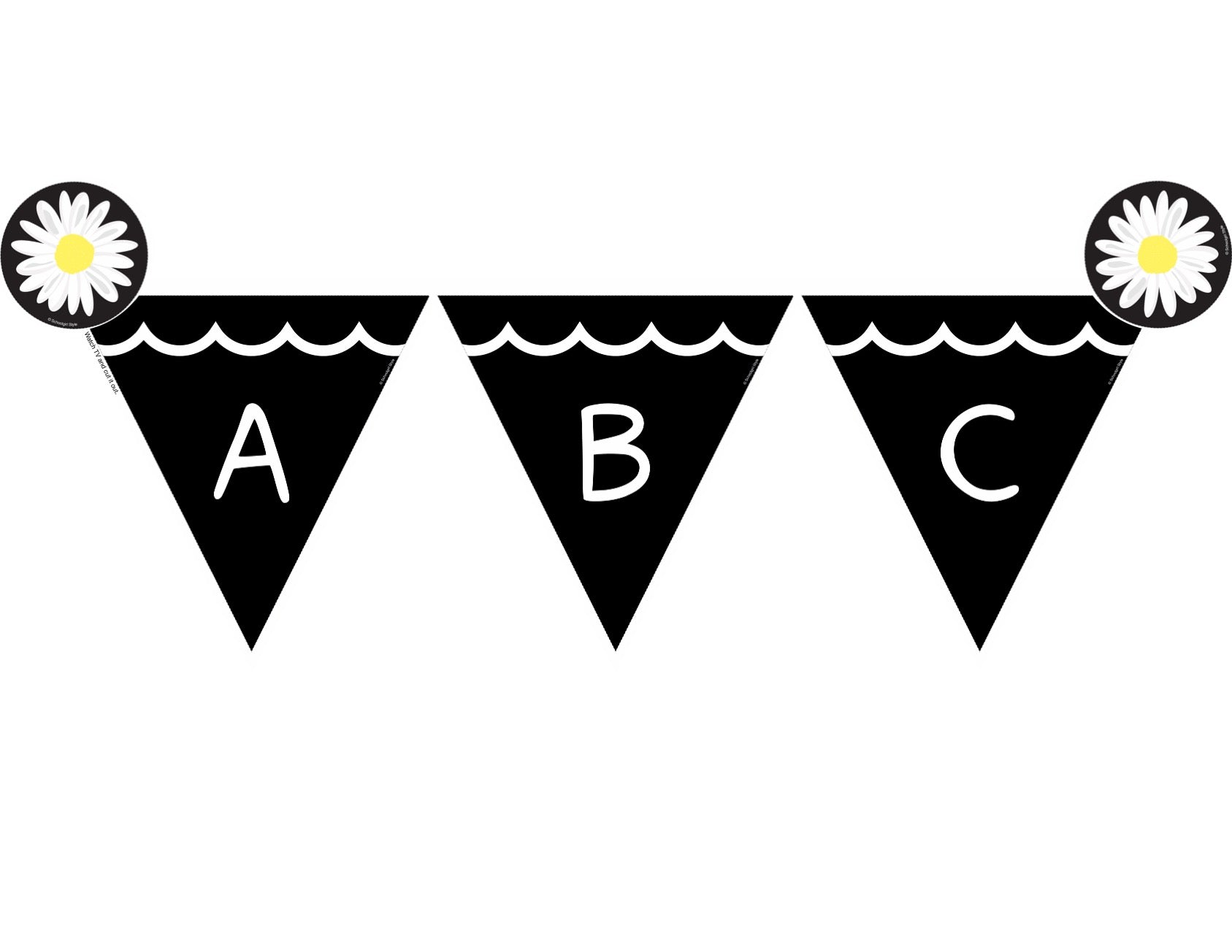 White Daisy Banner Clip Art