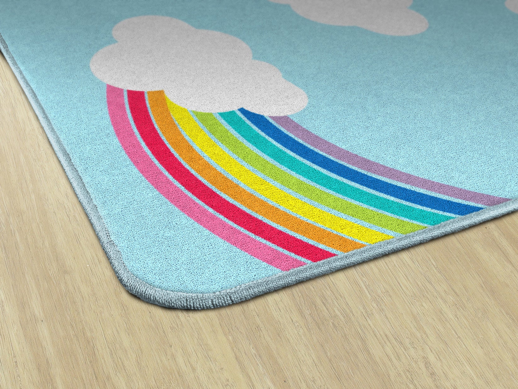 Whimsical Rainbow Blue Classroom Rug by Schoolgirl Style