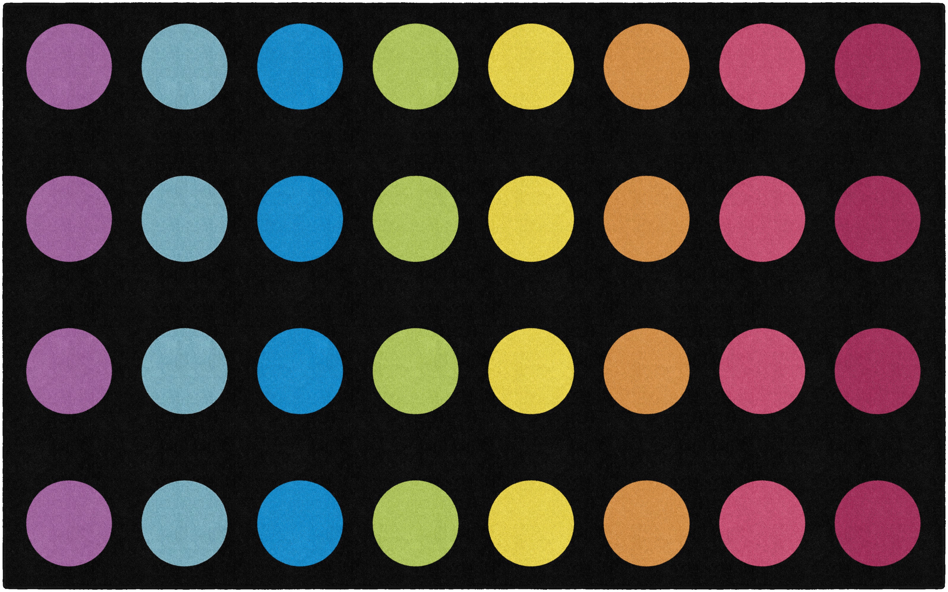 Rainbow Dots on Black | Sit Spot Rug | Seating Rug | Classroom Rug | S ...