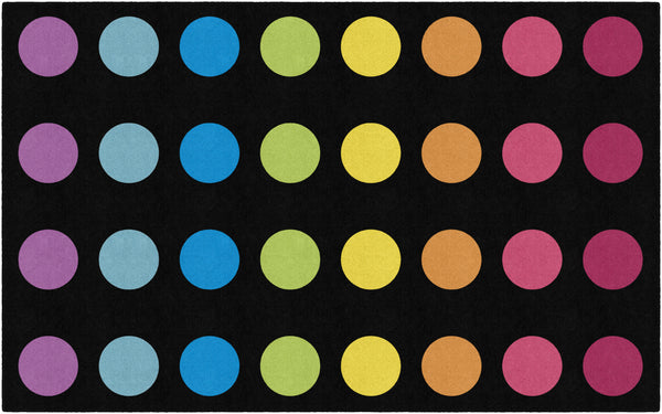 Rainbow Dots on Black | Sit Spot Rug | Seating Rug | Classroom Rug | S ...
