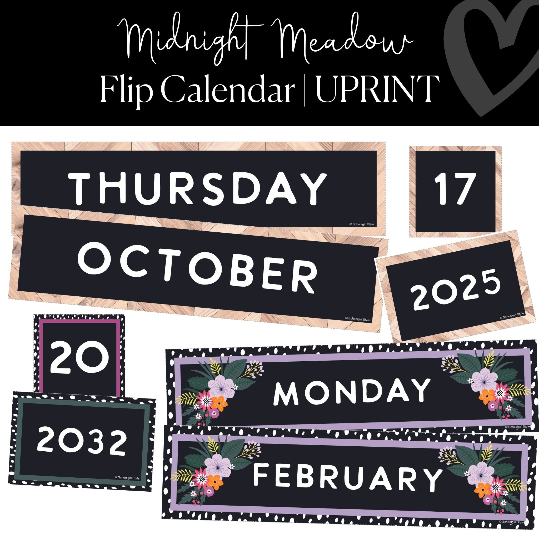 Flip Calendar | Floral Classroom Decor | Schoolgirl Style