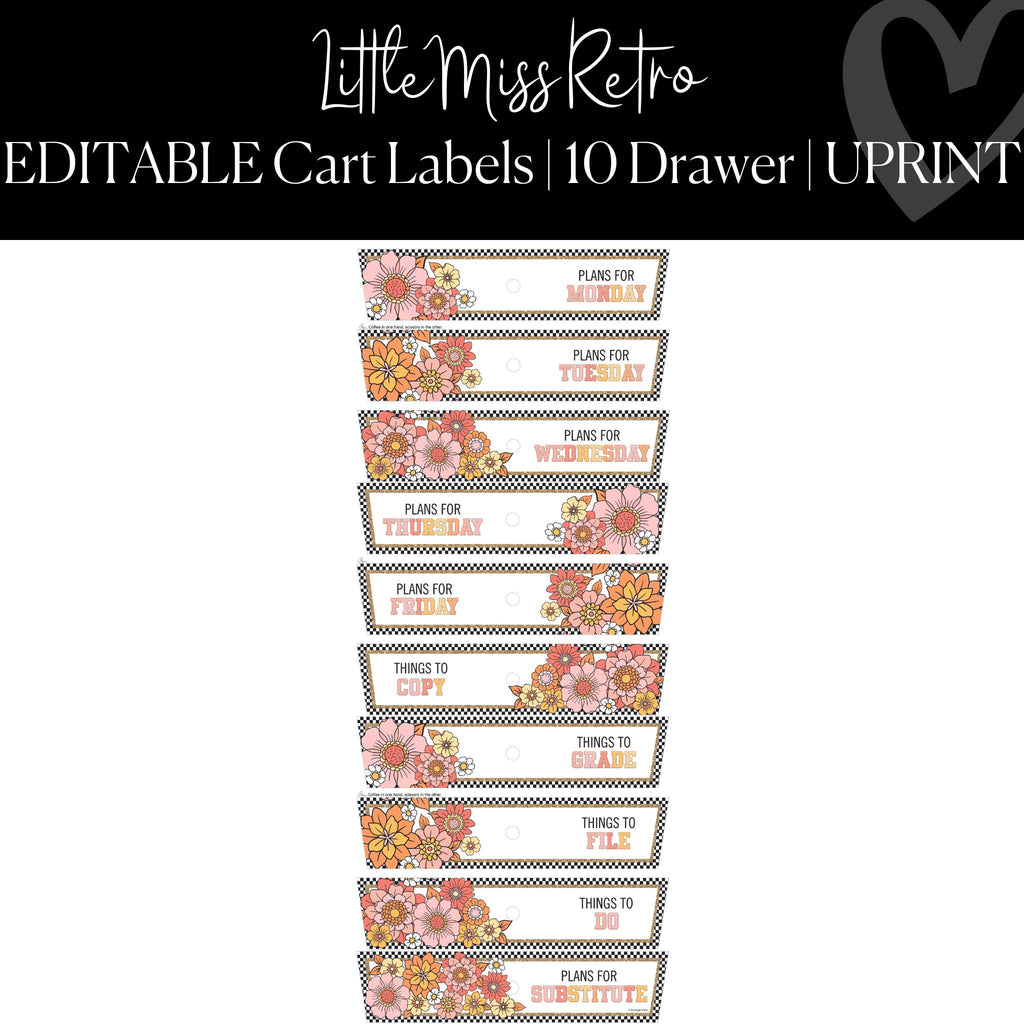 Printable and Editable 10 Drawer Rolling Cart Labels | Schoolgirl Style