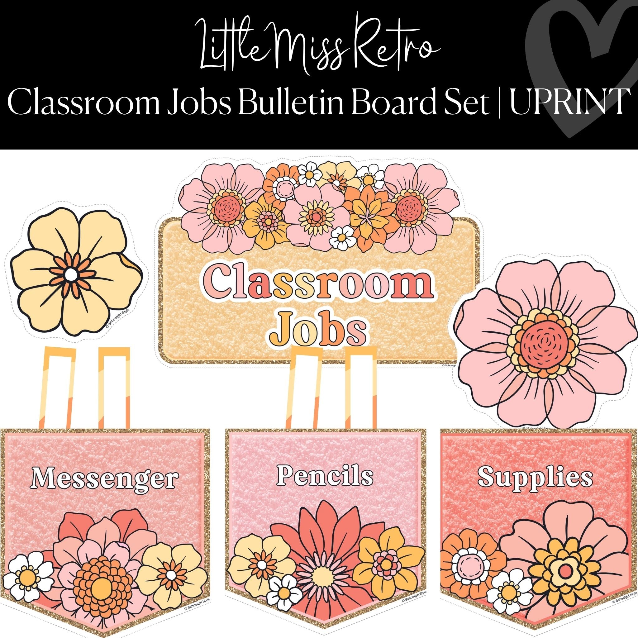 Classroom Jobs Bulletin Board Set | Retro Classroom Decor | Schoolgirl ...