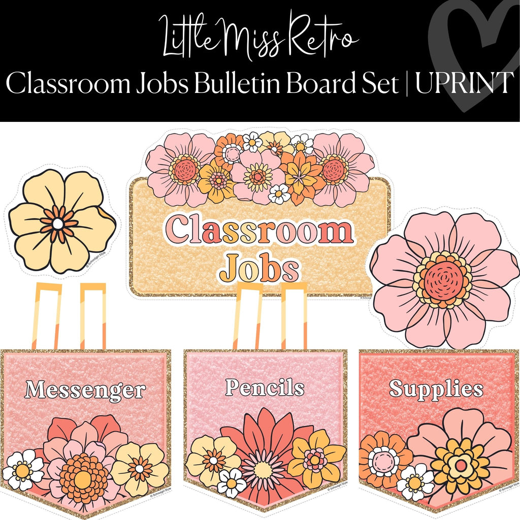 Classroom Jobs Bulletin Board Set | Retro Classroom Decor | Schoolgirl ...
