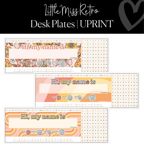 Printable and Editable Desk Plate | Retro Classroom Decor | Schoolgirl ...