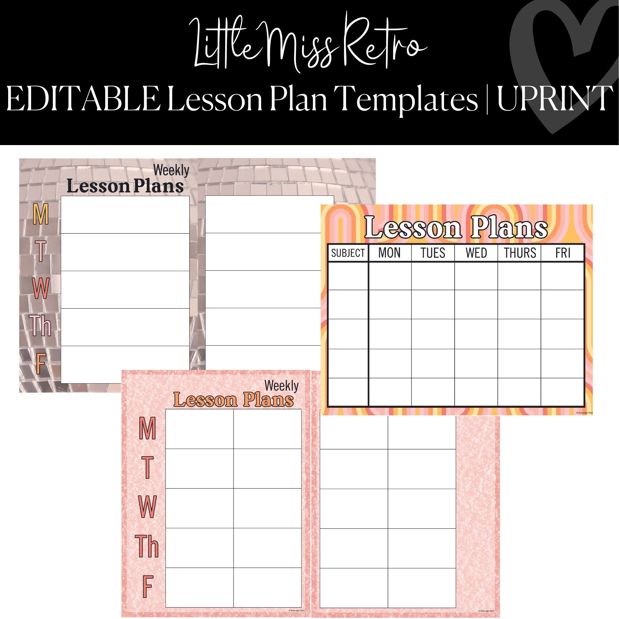 ble and Editable Lesson Plan Templates | Retro Classroom Decor ...