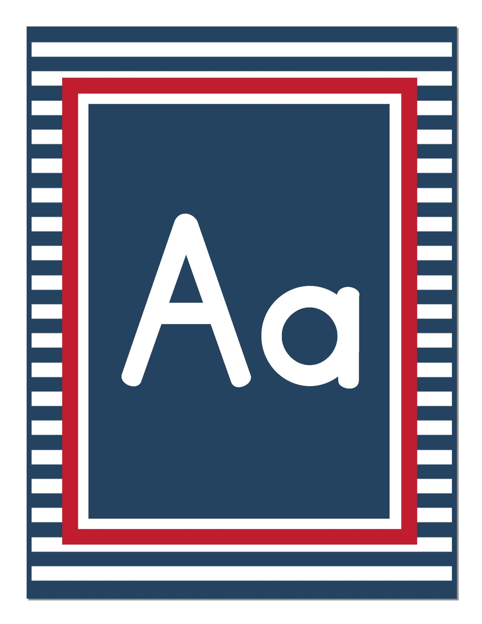 Alphabet Letters Print | Preppy Nautical Red and Navy Blue | Schoolgirl ...