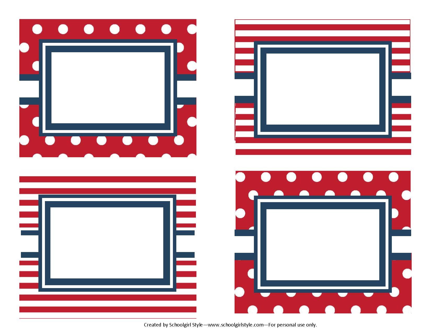 Multipurpose Labels | Preppy Nautical Red and Navy Blue | Schoolgirl Style