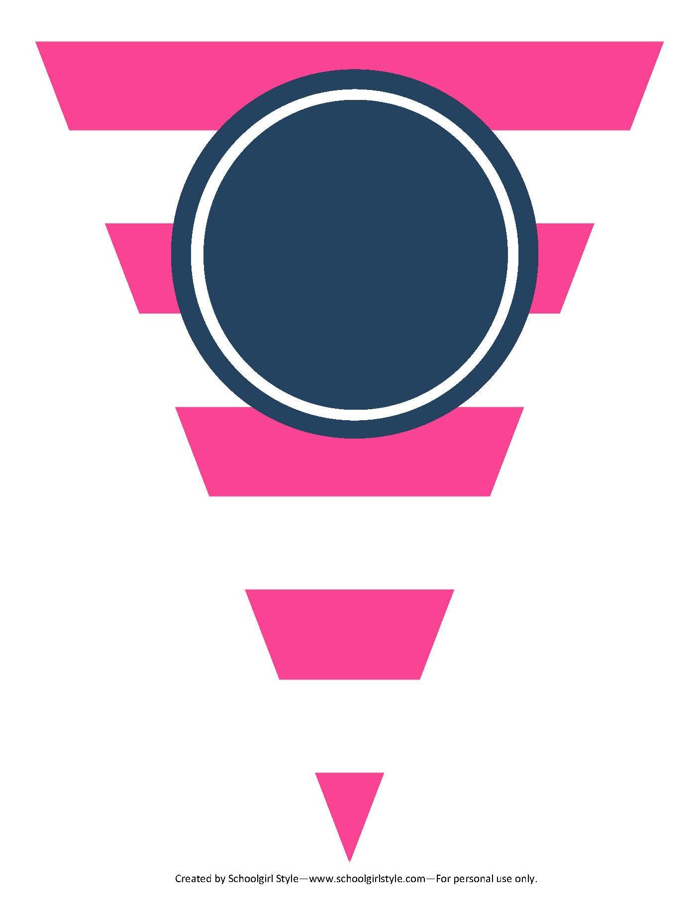 Pennants | Preppy Nautical Hot Pink and Navy Blue | Schoolgirl Style