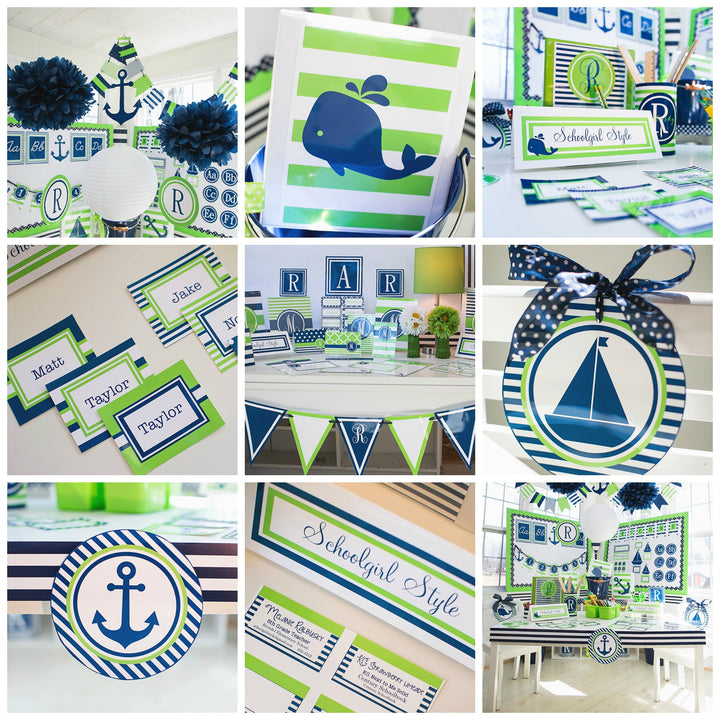 Preppy Nautical Lime Green & Navy Blue – Schoolgirl Style