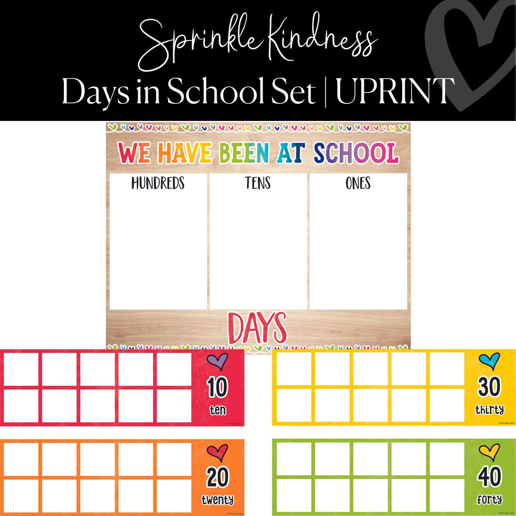 Days in School Chart | Rainbow Classroom Decor| Schoolgirl Style