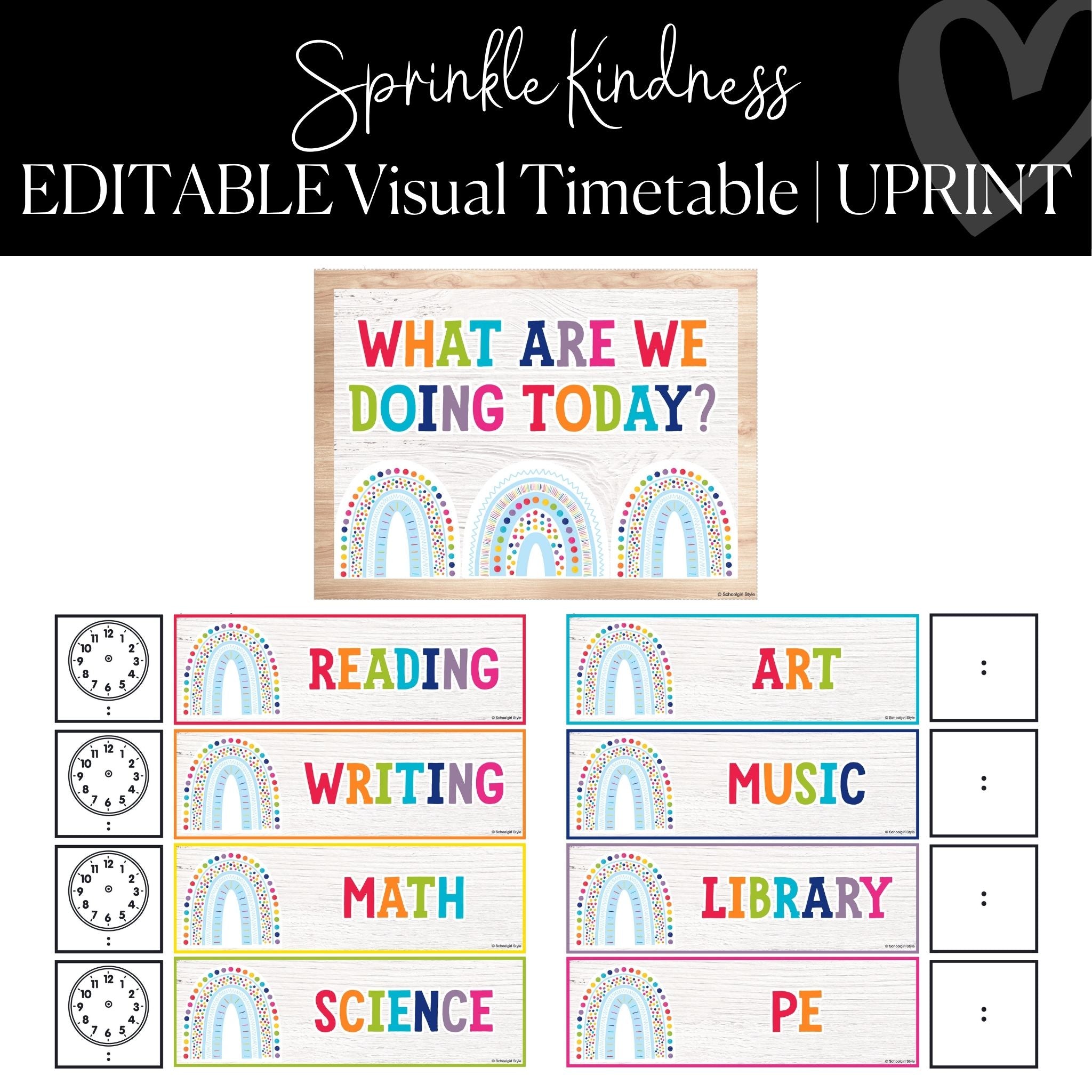 Editable Visual Timetable | Classroom Management | UPRINT | Sprinkle K ...